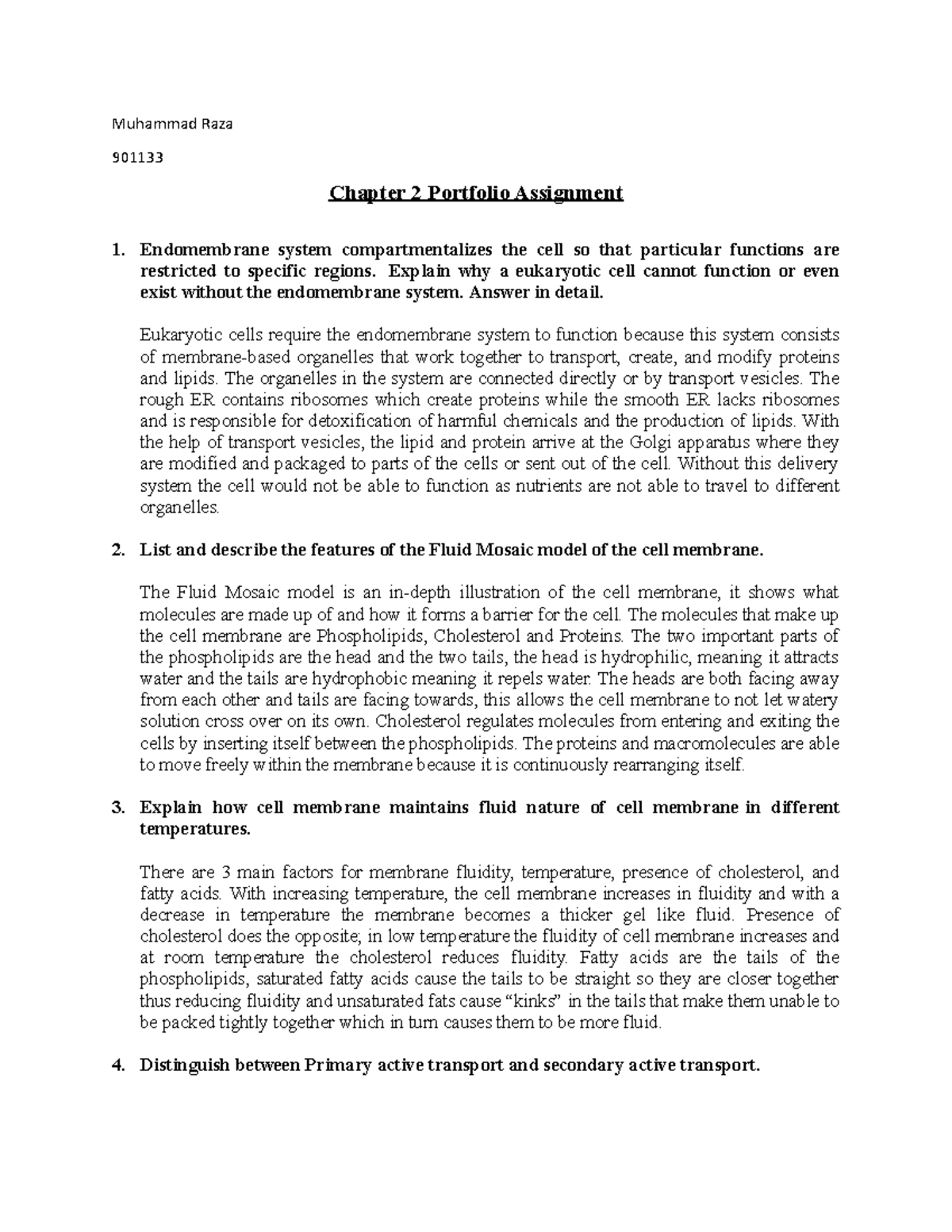 Chapter 2 Biology - Muhammad Raza 901133 Chapter 2 Portfolio Assignment ...
