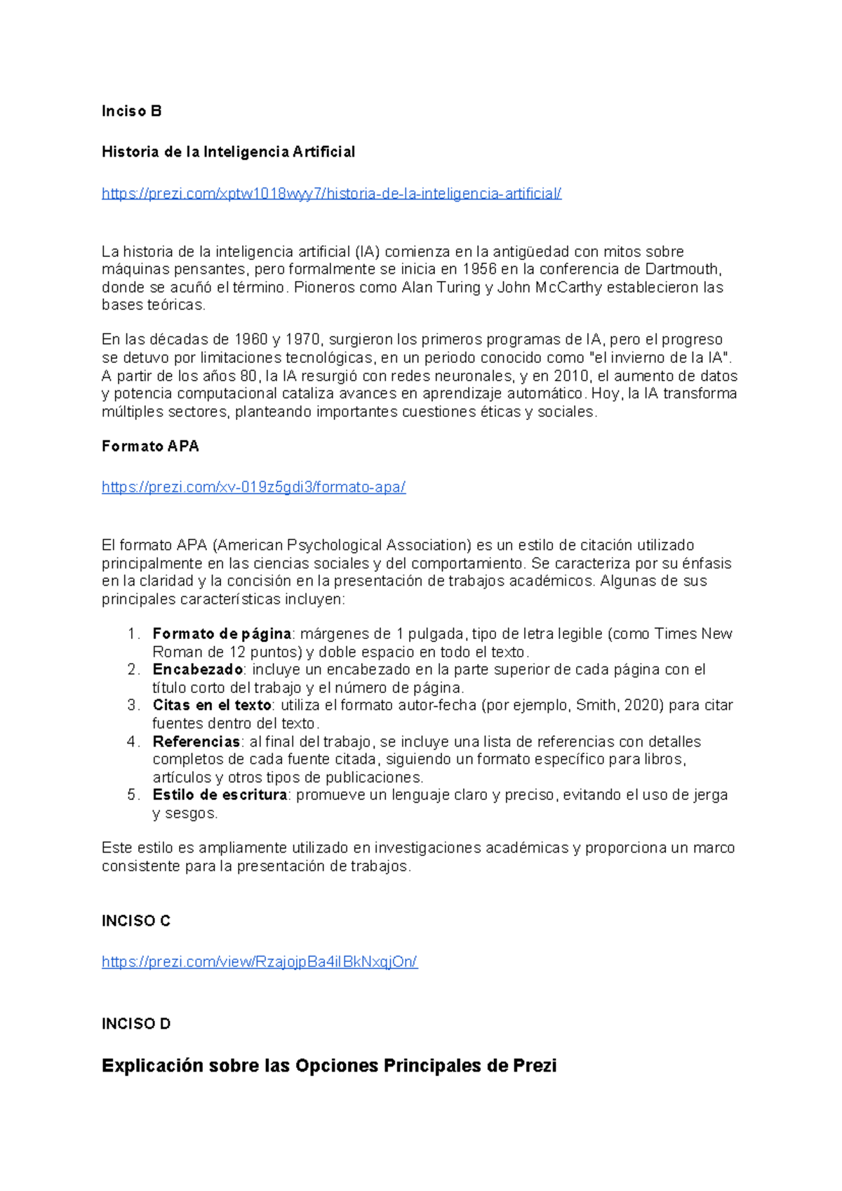 Tarea 2 teconologia 16 - Inciso B Historia de la Inteligencia Artificial - Studocu