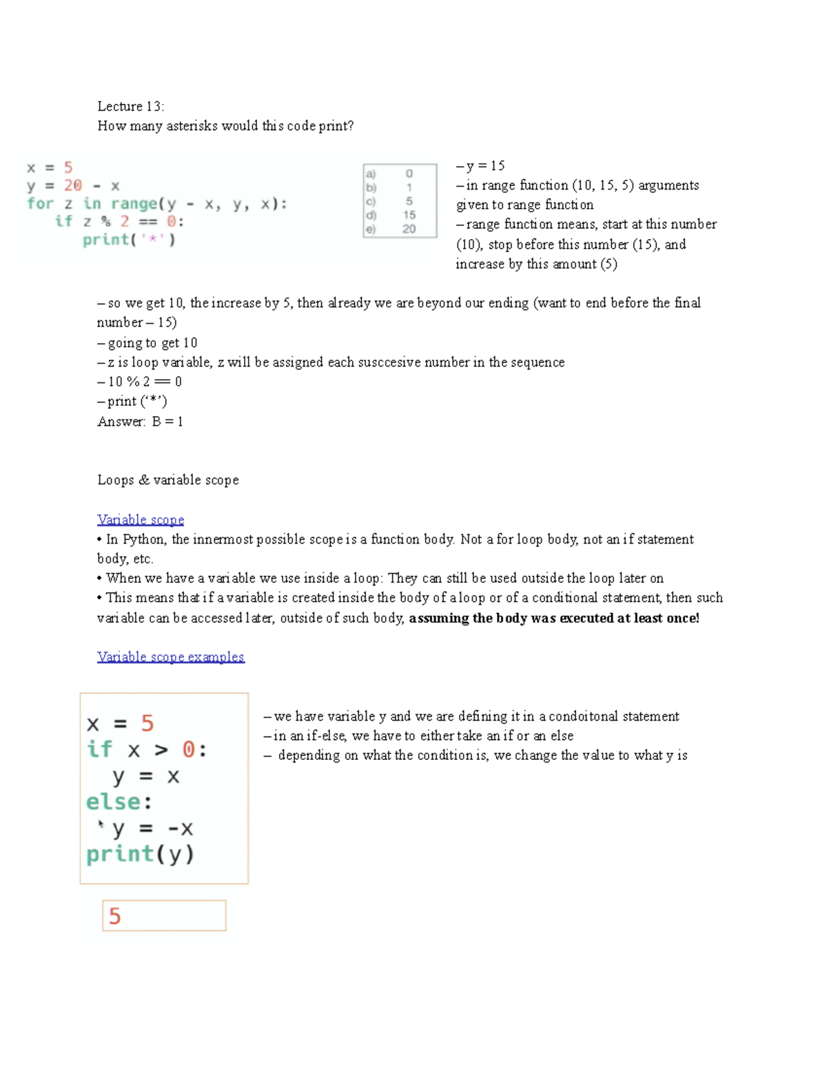 13-14 - lecture notes - Lecture 13: How many asterisks would this code ...