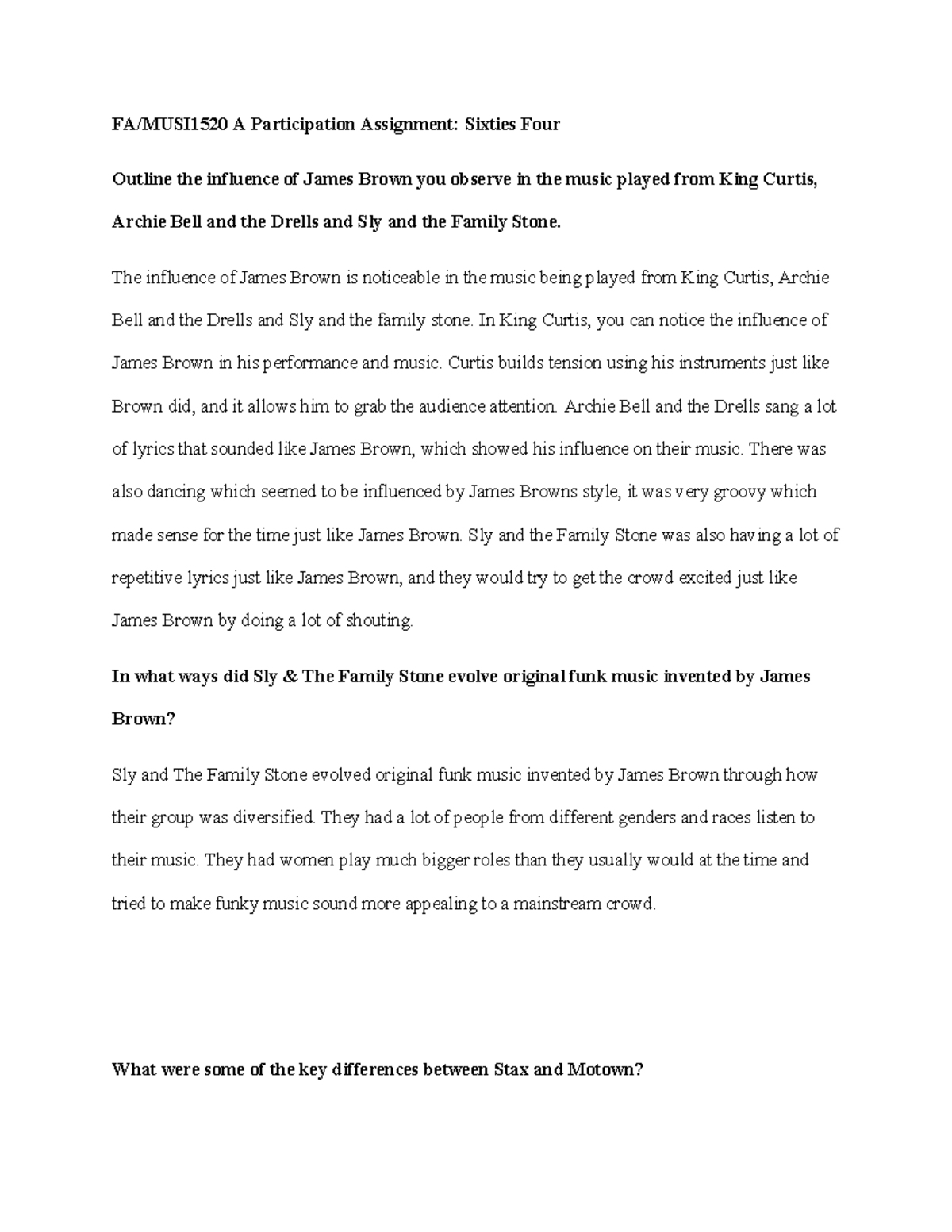 Sixties Four - Good notes bad course - FA/MUSI1520 A Participation ...