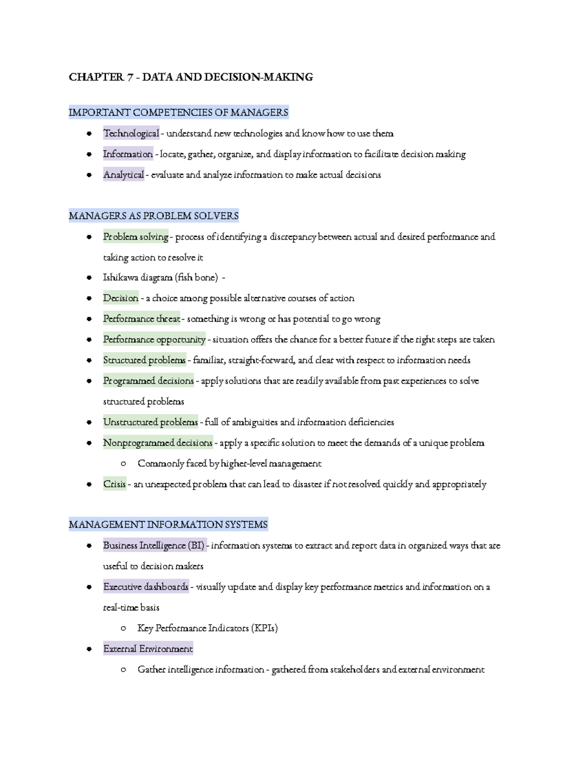 GMS200 - Chapter 7 - CHAPTER 7 - DATA AND DECISION-MAKING IMPORTANT ...