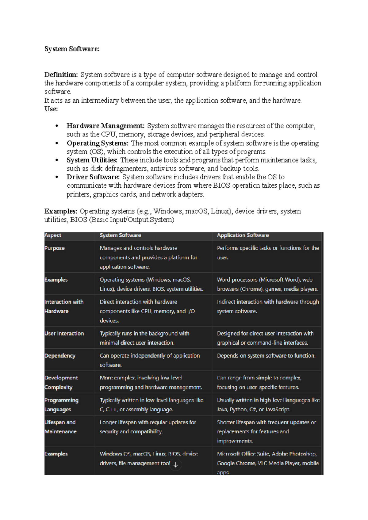 Notes - System Software: Definition: System software is a type of ...
