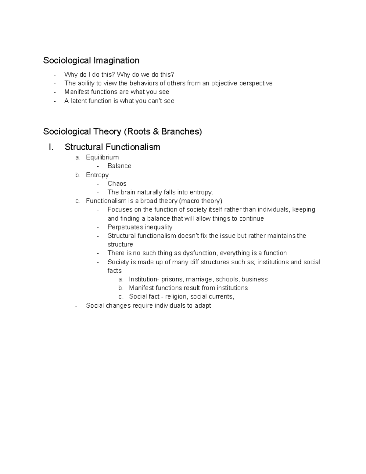 Sociology 2 - lecture notes - Sociological Imagination Why do I do this ...