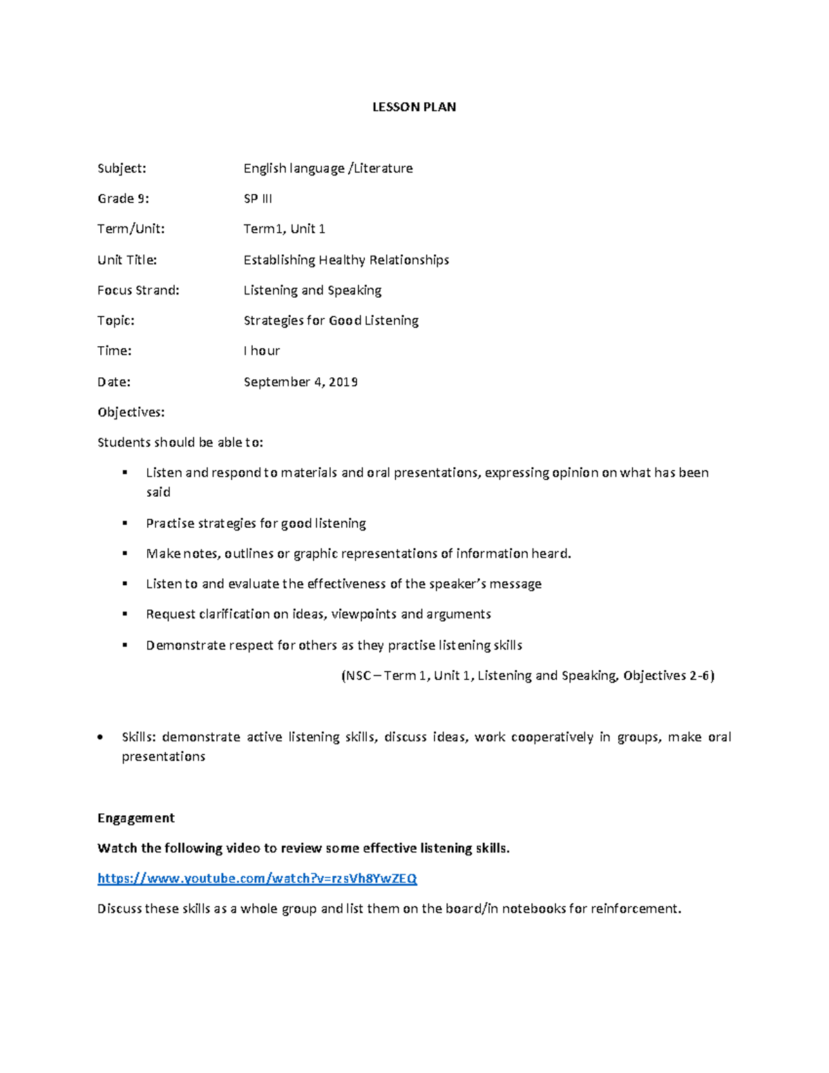 Lesson Plan Grade 9 SP III Final September 11 2019 - LESSON PLAN ...