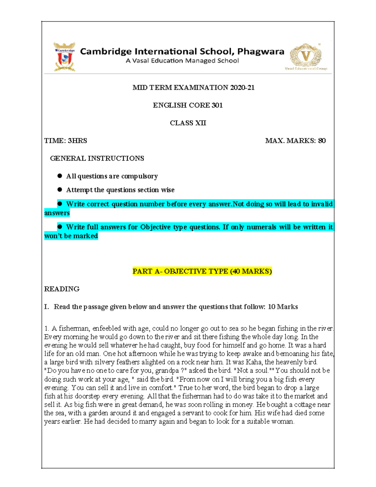 MID TERM Examination 2020 for mba aspirants - MID TERM EXAMINATION 2020 ...