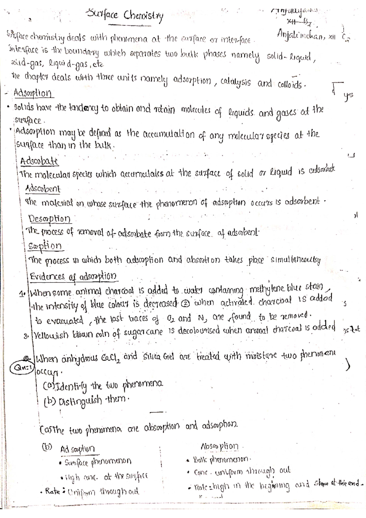 Surface chemistry - It's lecture notes - Inorganic Chemistry I - Studocu