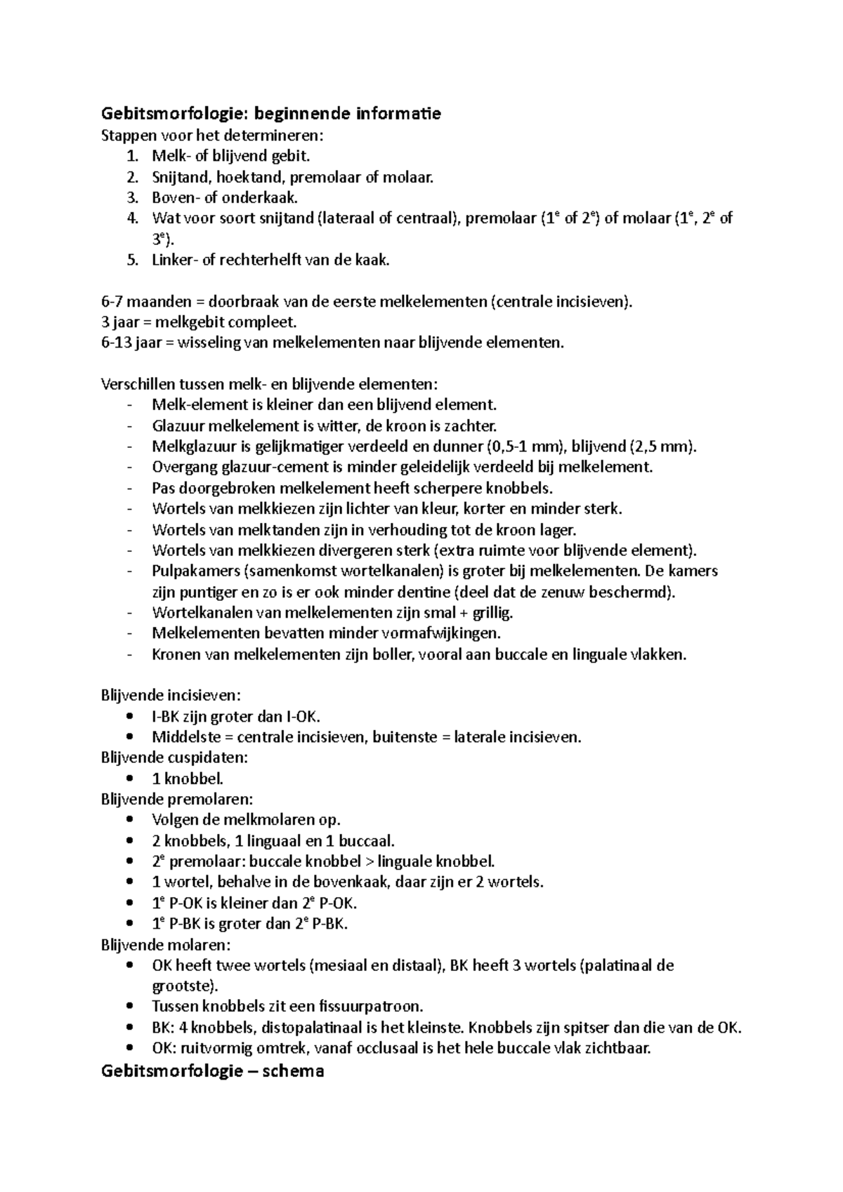 Gebitsmorfologie - schema - Gebitsmorfologie: beginnende informatie ...