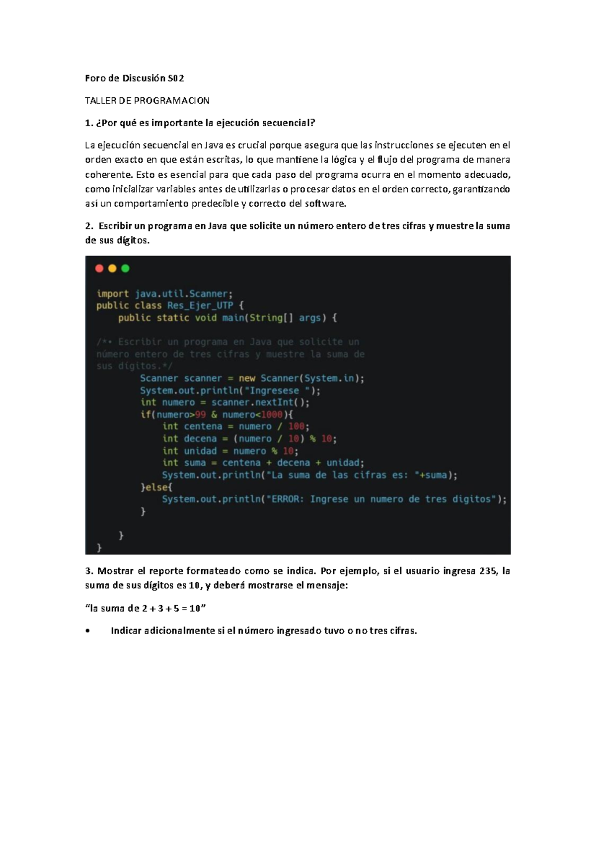 Foro de Discusión S02 - Taller de programación - Foro de Discusión S ...