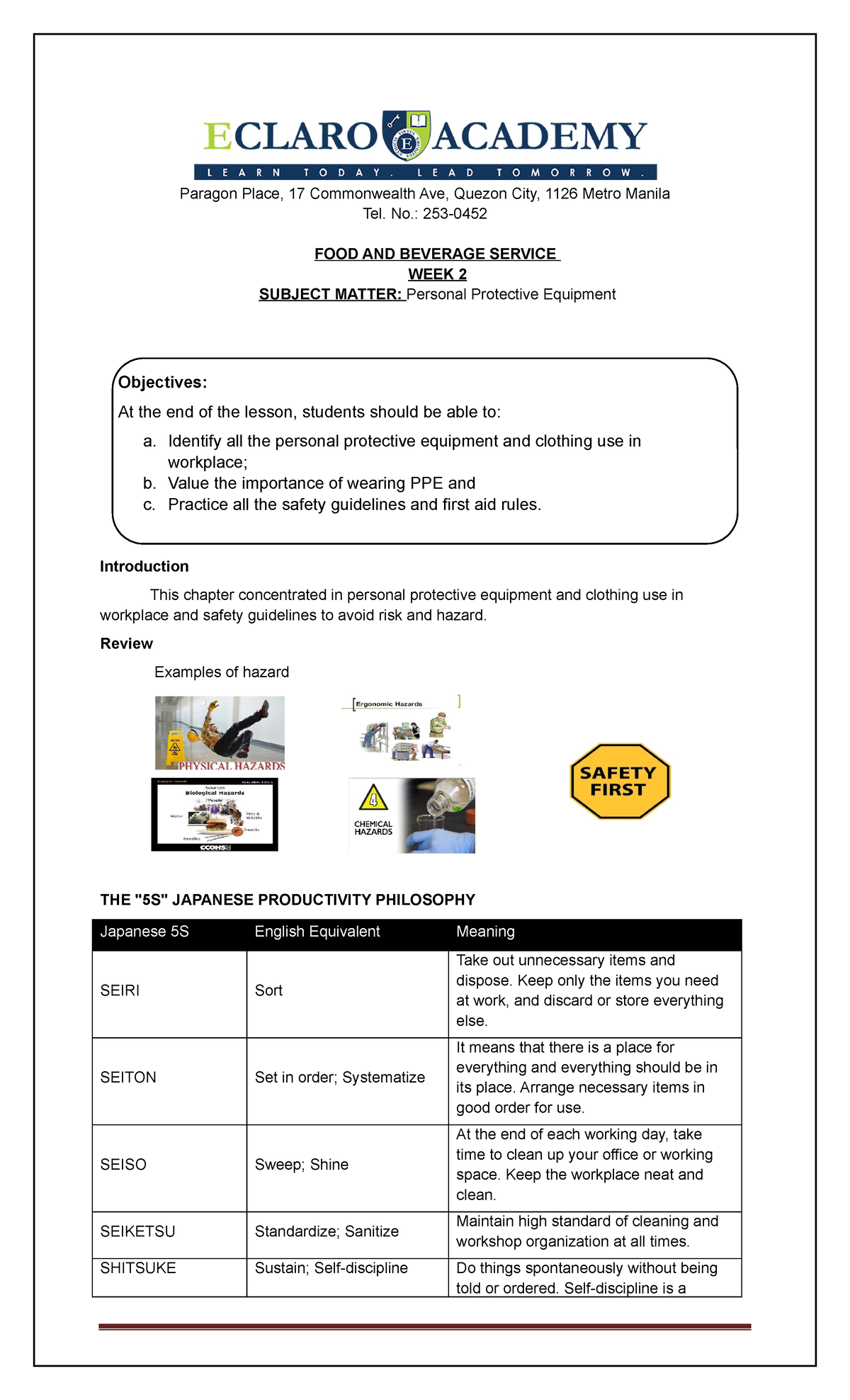 WEEK 5 Personal Protective Equipment - Paragon Place, 17 Commonwealth ...