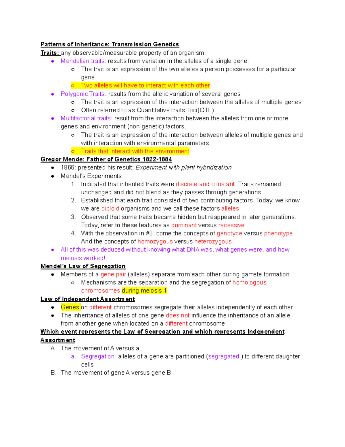 Medical Genetics Powerpoint 2 - Patterns of Inheritance: Transmission ...