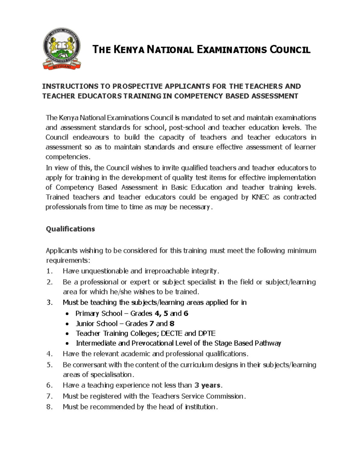 Teachers-Training - Notes - THE KENYA NATIONAL EXAMINATIONS COUNCIL I ...