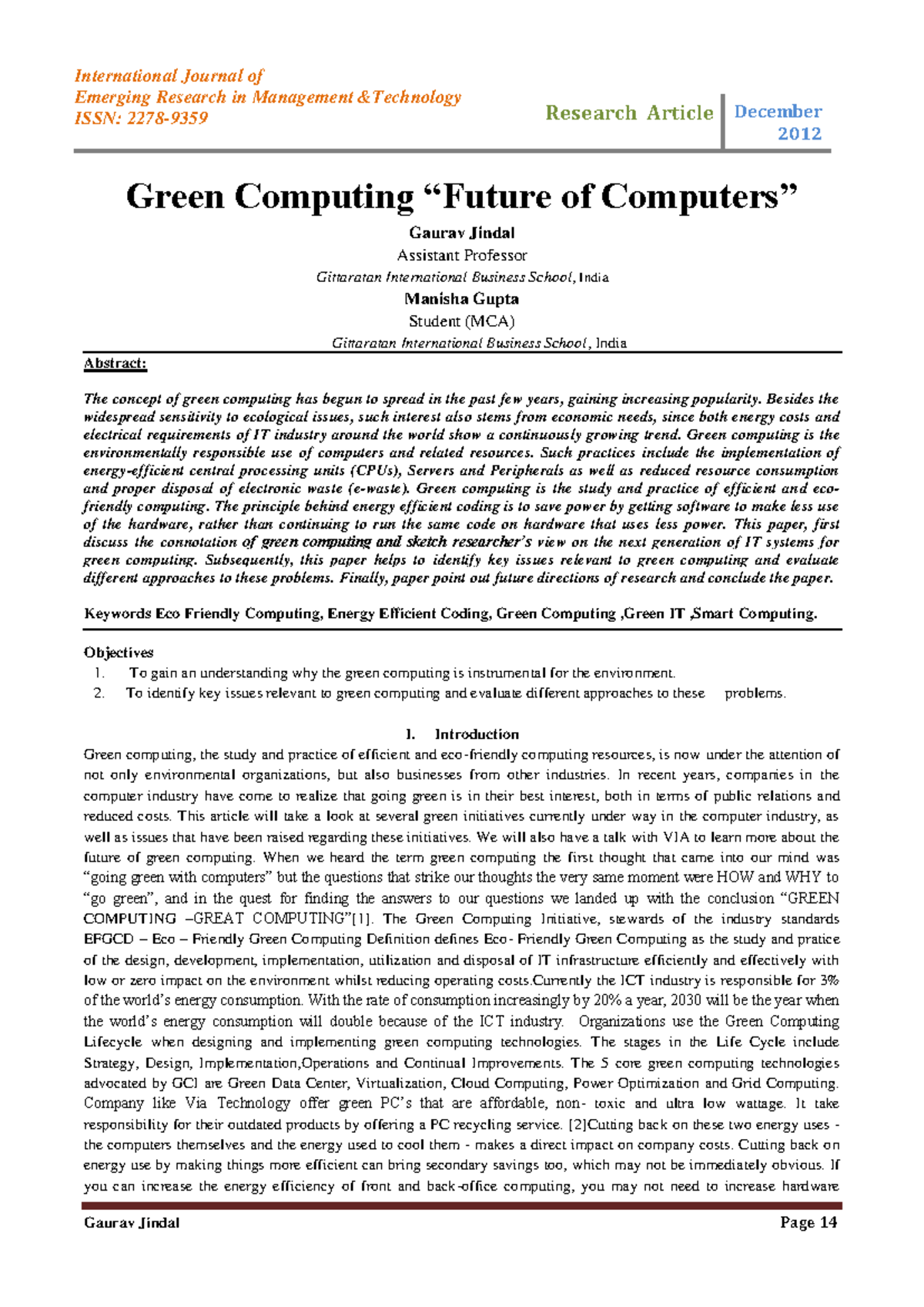 9 - Green computing project documentation - Research Article December ...