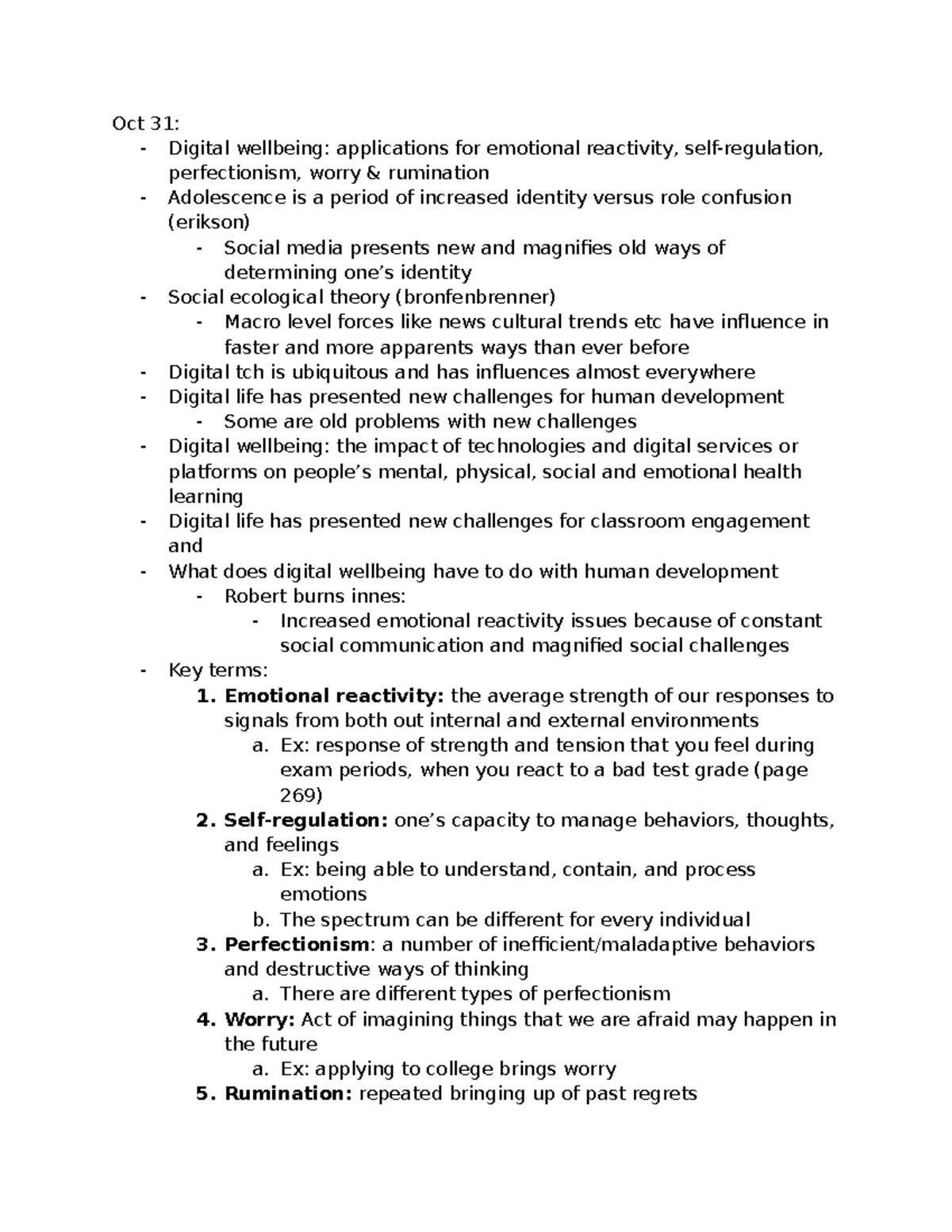 October 31 lecture - HOD 1250 - applied human development with ...