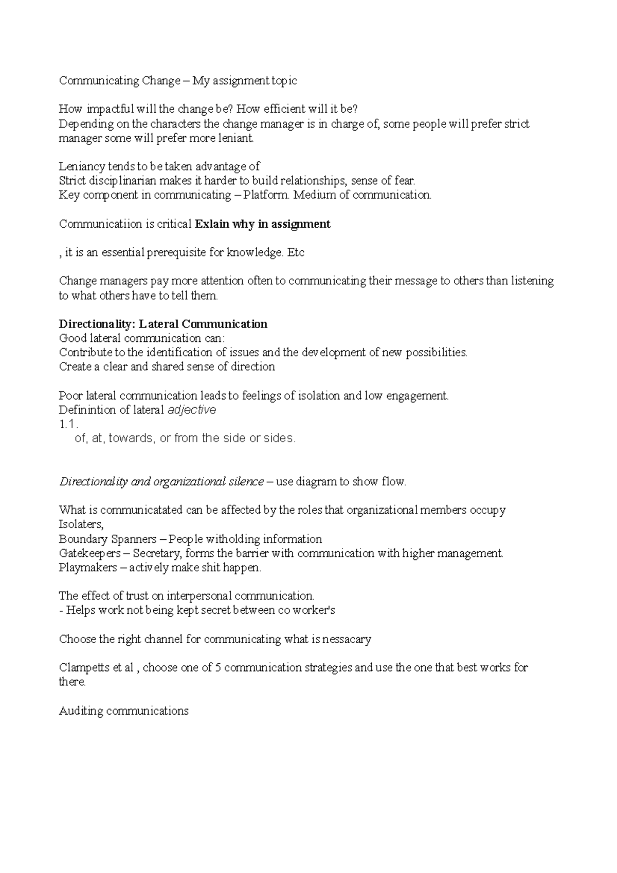Session 8 - Change Management notes - DR KEVIN TANG - Communicating ...