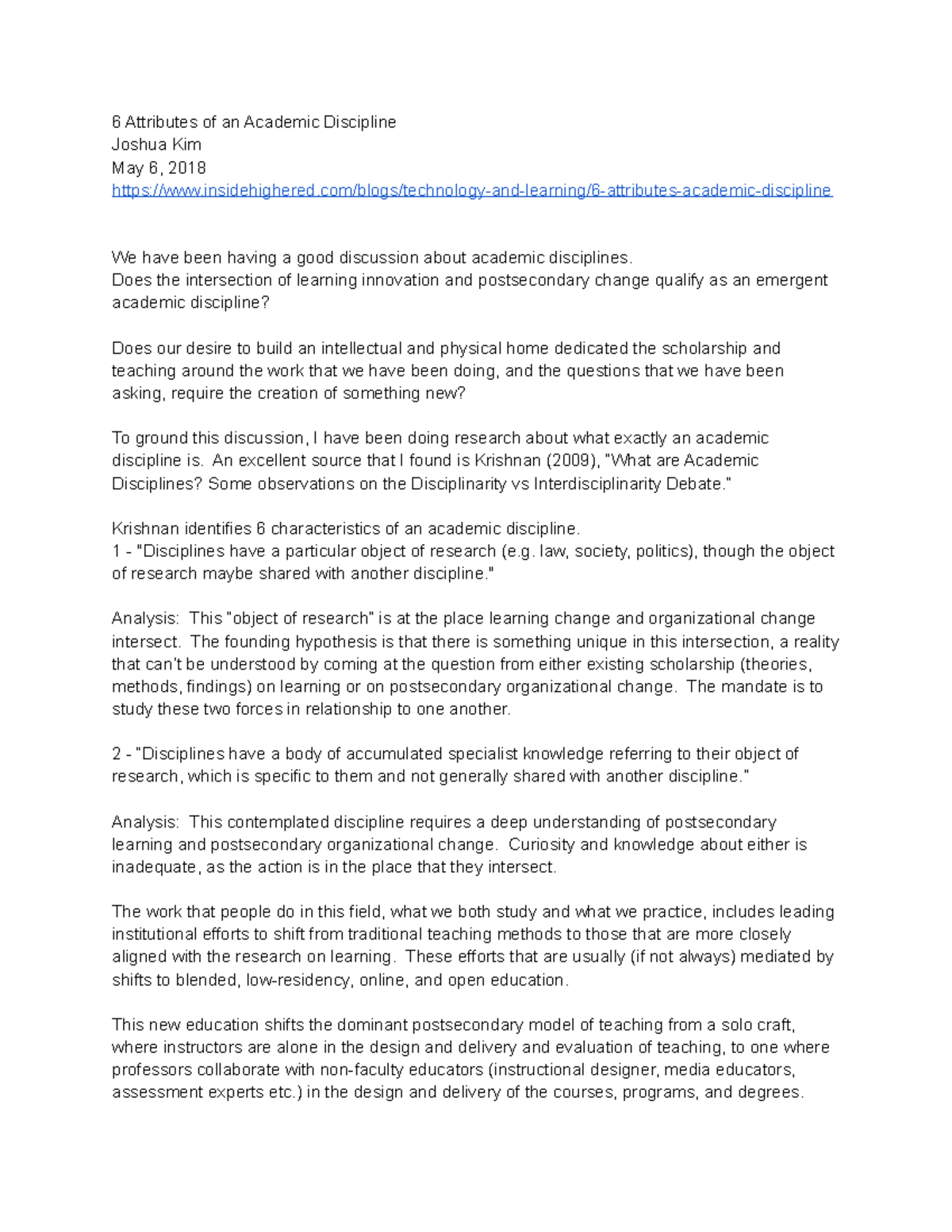 6 Attributes of an Academic Discipline - 6 Attributes of an Academic ...