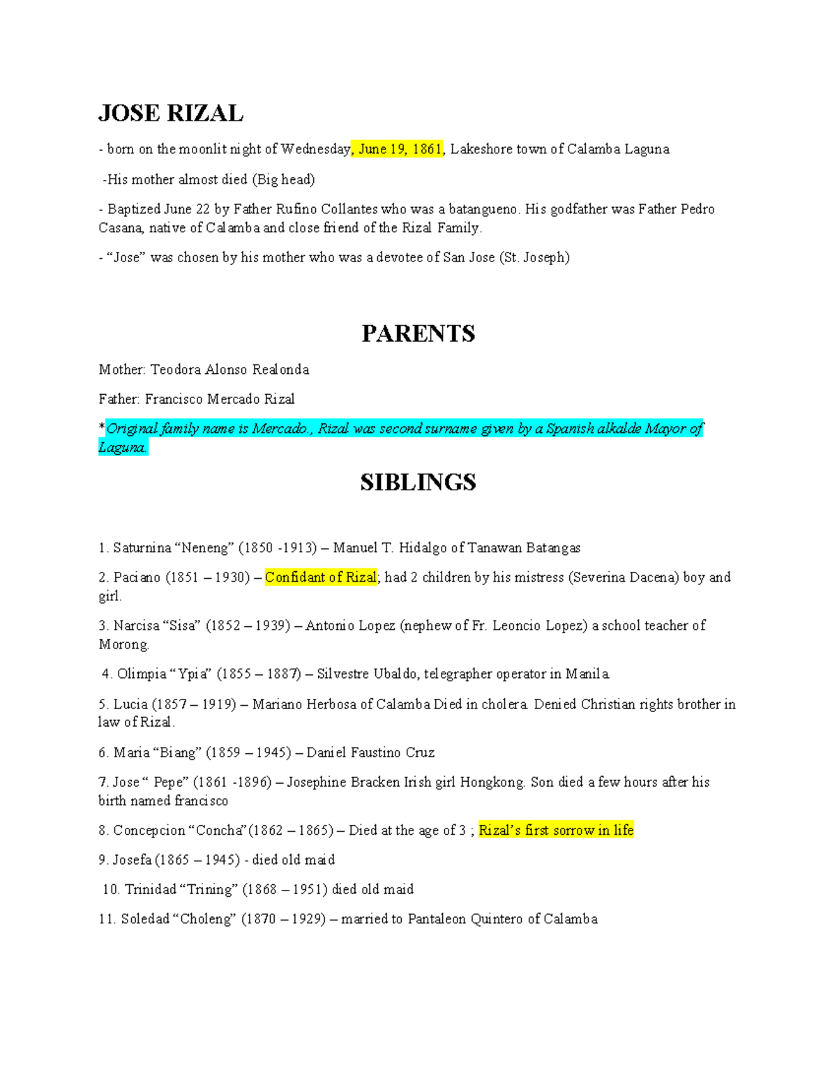 Rizal Background - JOSE RIZAL born on the moonlit night of Wednesday ...