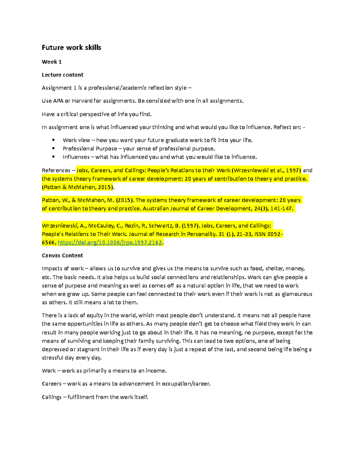 Future Work Skills Class Notes - Future work skills Week 1 Lecture ...