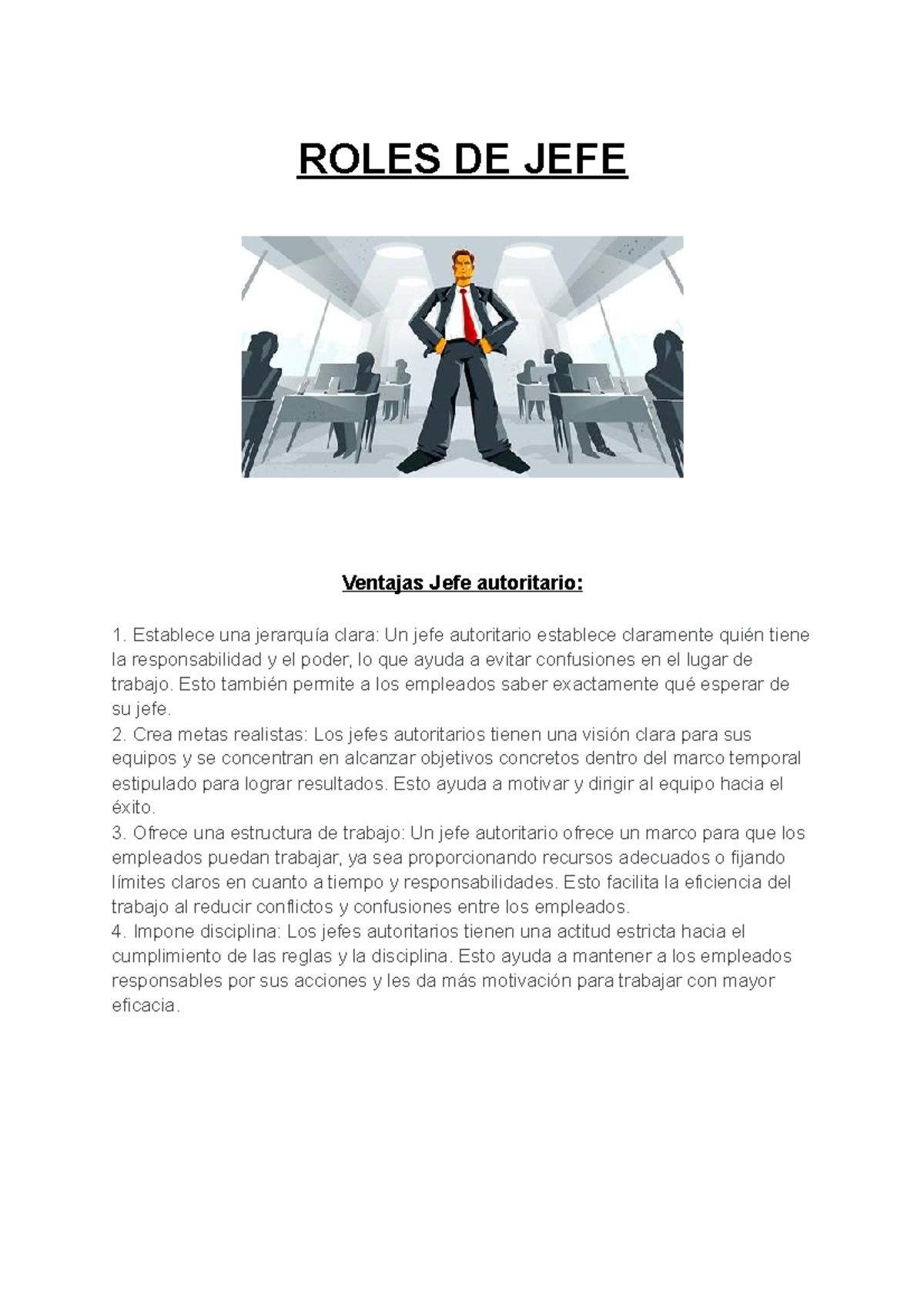 Role Playing - Apuntes - ROLES DE JEFE ####### Ventajas Jefe ...