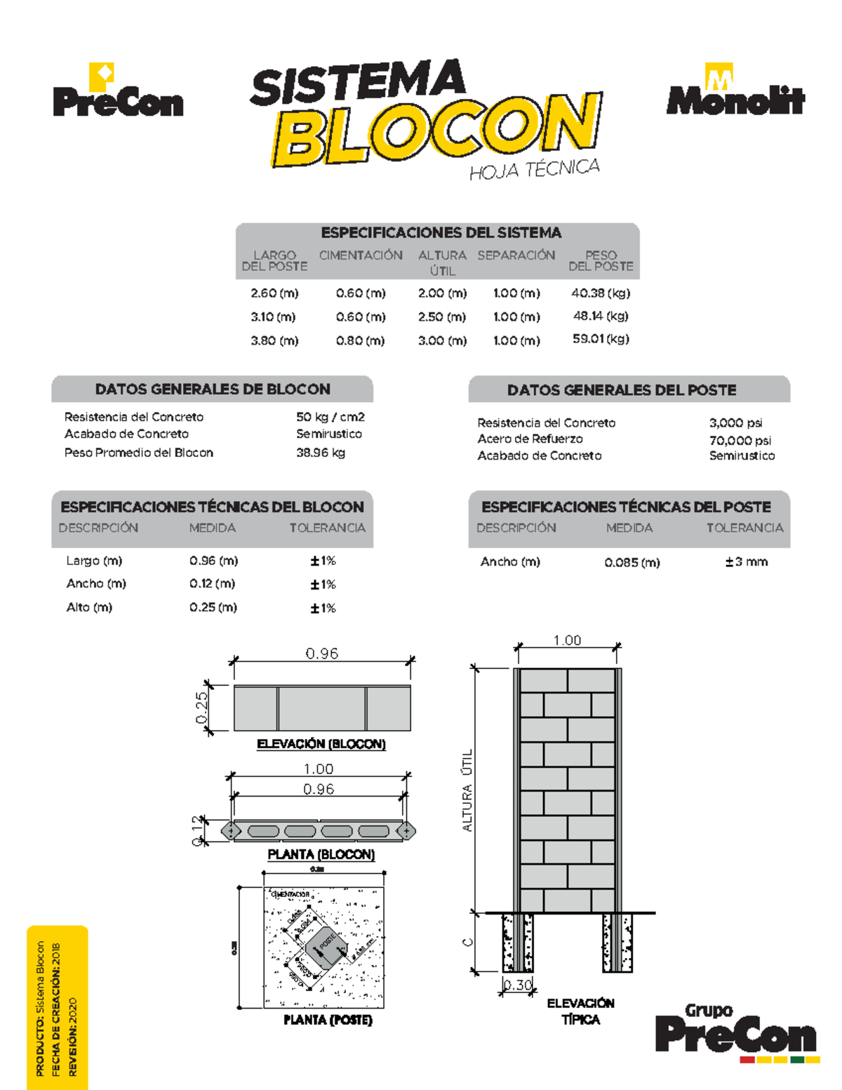 Blocon Pre Con - muros prefabricados - ESPECIFICACIONES TÉCNICAS DEL ...