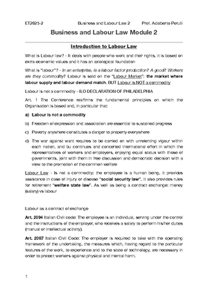 ILO Labour Standards - Profesor Chiara sent this, study chapter 2 & 3 ...