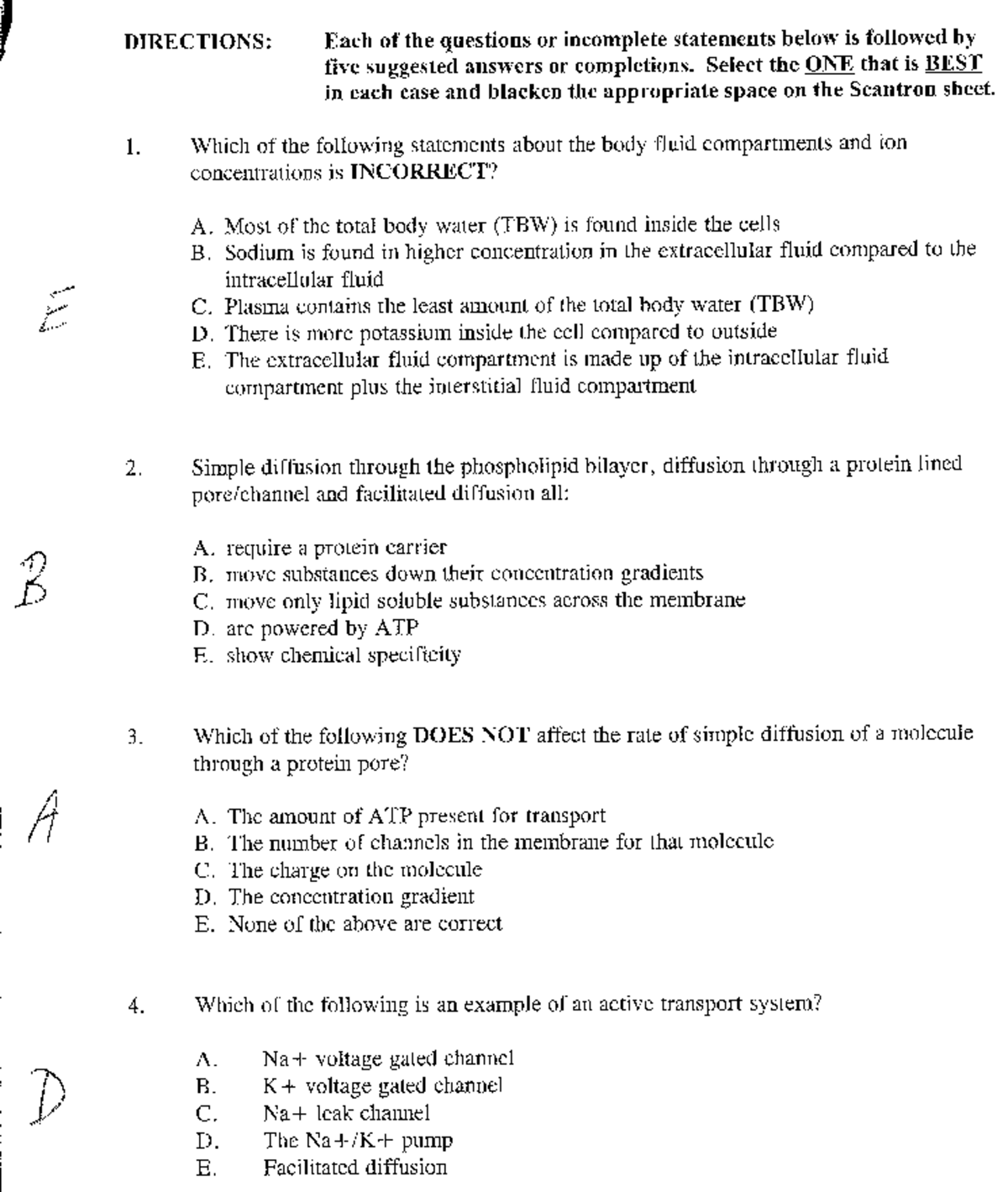 Exam 2002, questions and answers - DIRECTIONS: Each of the questions or ...