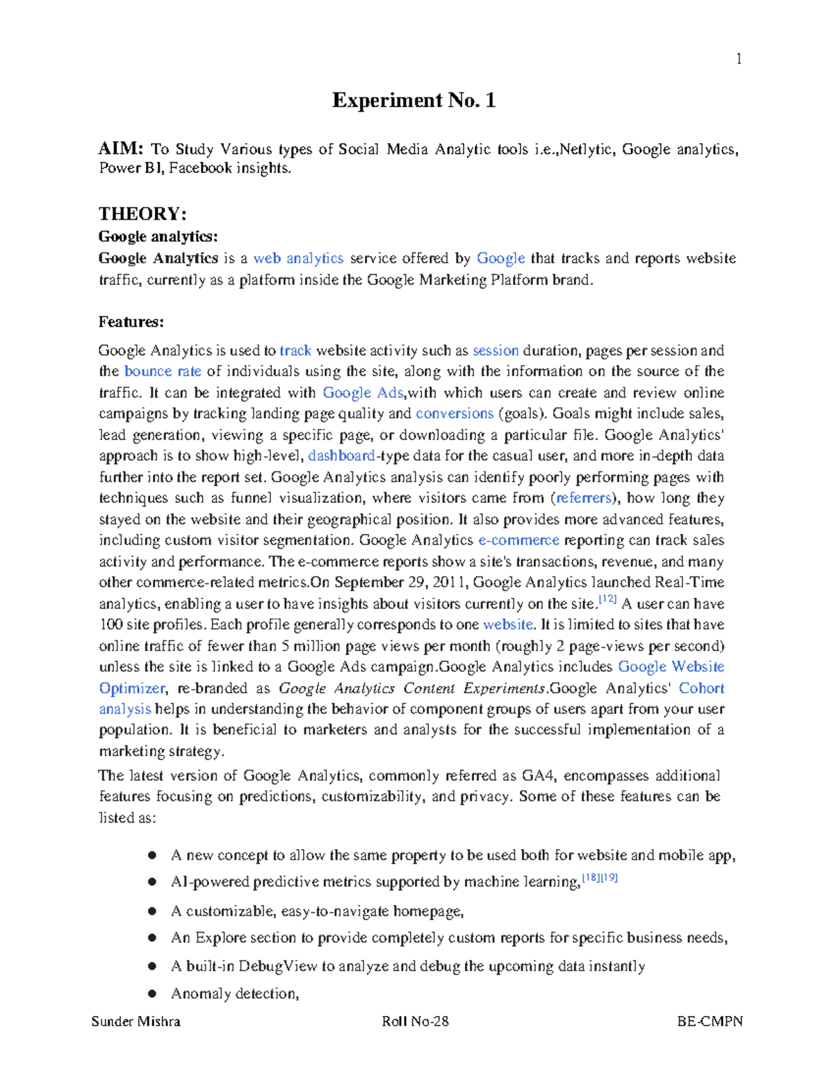 SMA Experiments - Experiment No. 1 AIM: To Study Various types of ...