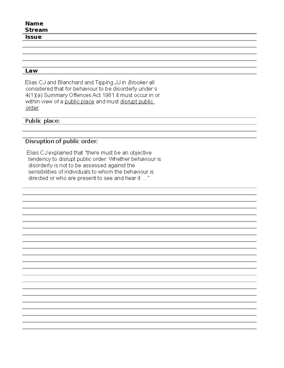 Lined template for formative - Ilac - Name Stream Issue Law Elias CJ ...