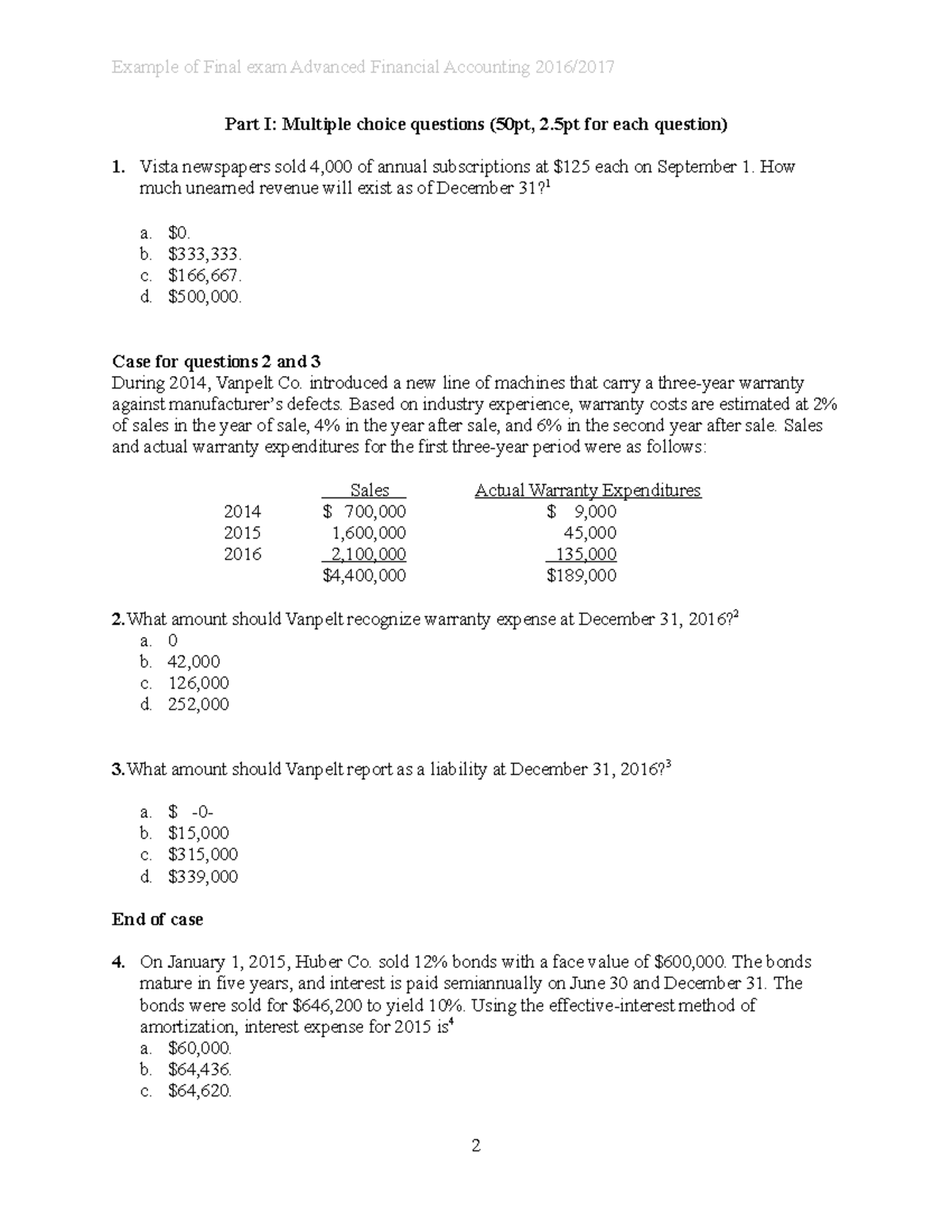 Example of exam. 2017 02 09 uploaded - Example of Final exam Advanced ...