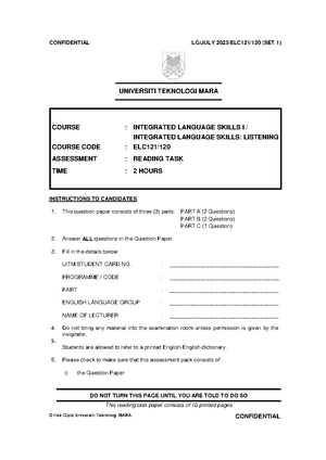 IMAN Sofea PHM112C1 LIRA TEST 2 - Grading Criteria Content: / Language ...