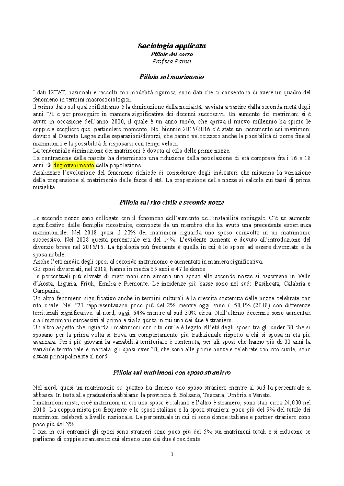 Pillole di sociologia applicata - Sociologia applicata Pillole del ...