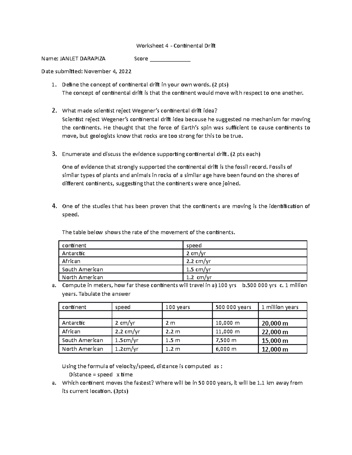 Continetal-drift-worksheet- Janlet G. Darapiza - Worksheet 4 ...