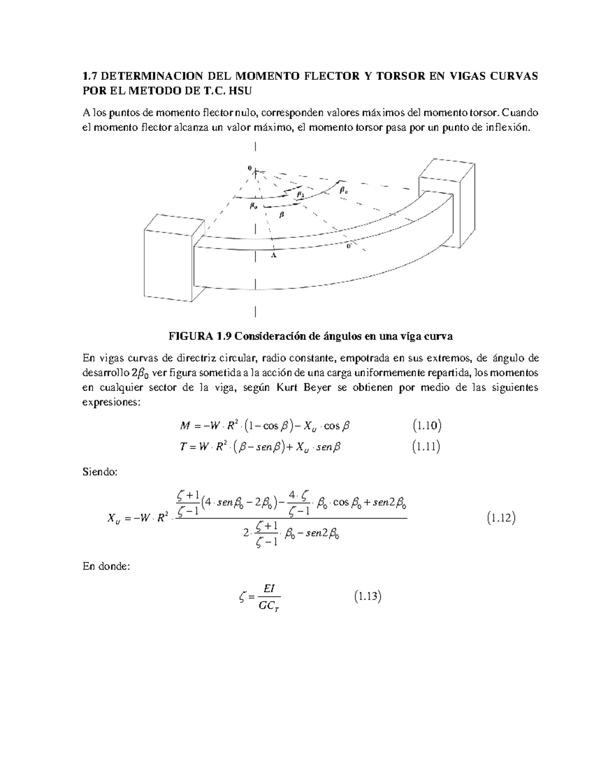 Tc. HSU metodo de vigas - 1 DETERMINACION DEL MOMENTO FLECTOR Y TORSOR ...