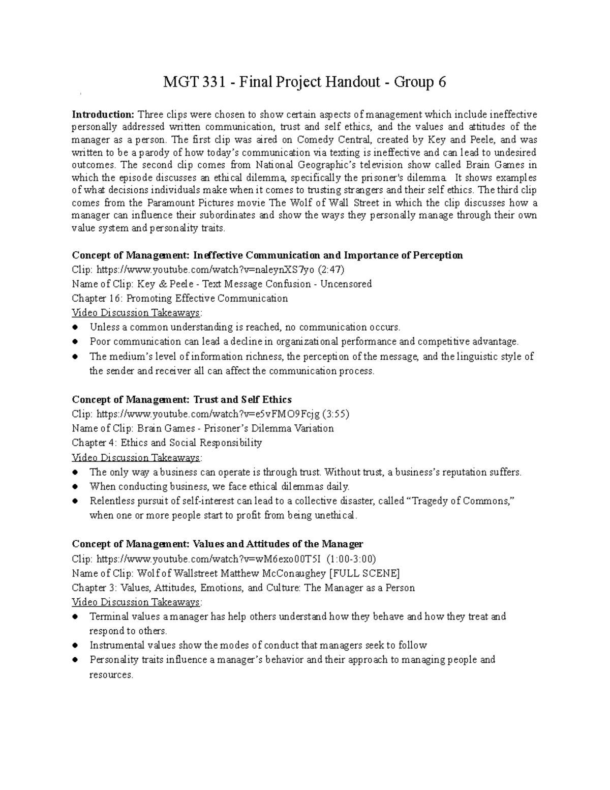 Group 6 final project handout - MGT 331 - Final Project Handout - Group ...