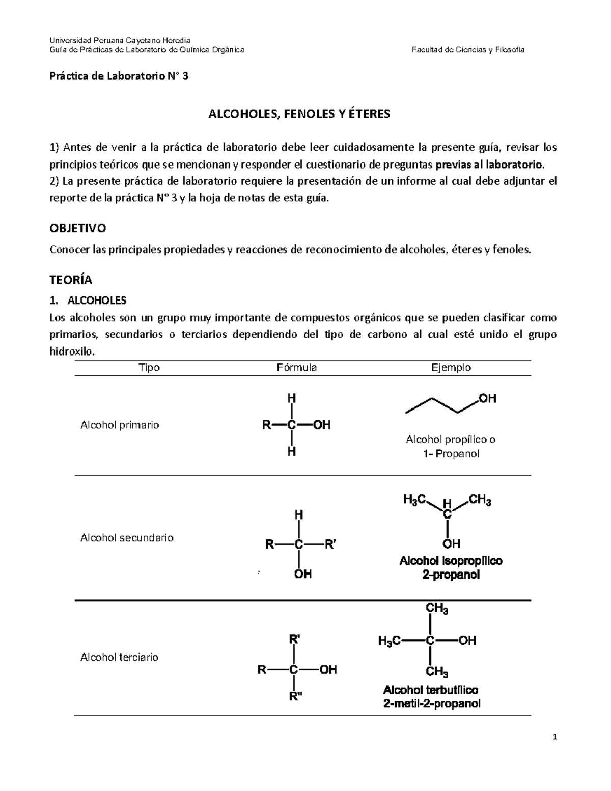 3 Practica Alcoholes 2024-2 - Guía de Prácticas de Laboratorio de Química Orgánica Facultad de ...