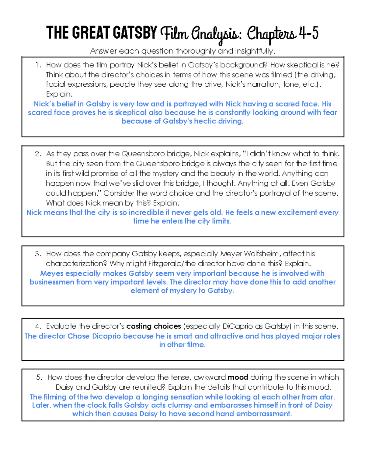 Film Analysis: Gatsby Ch 4-5 - THE GREAT GATSBY Film Analysis: Chapters ...