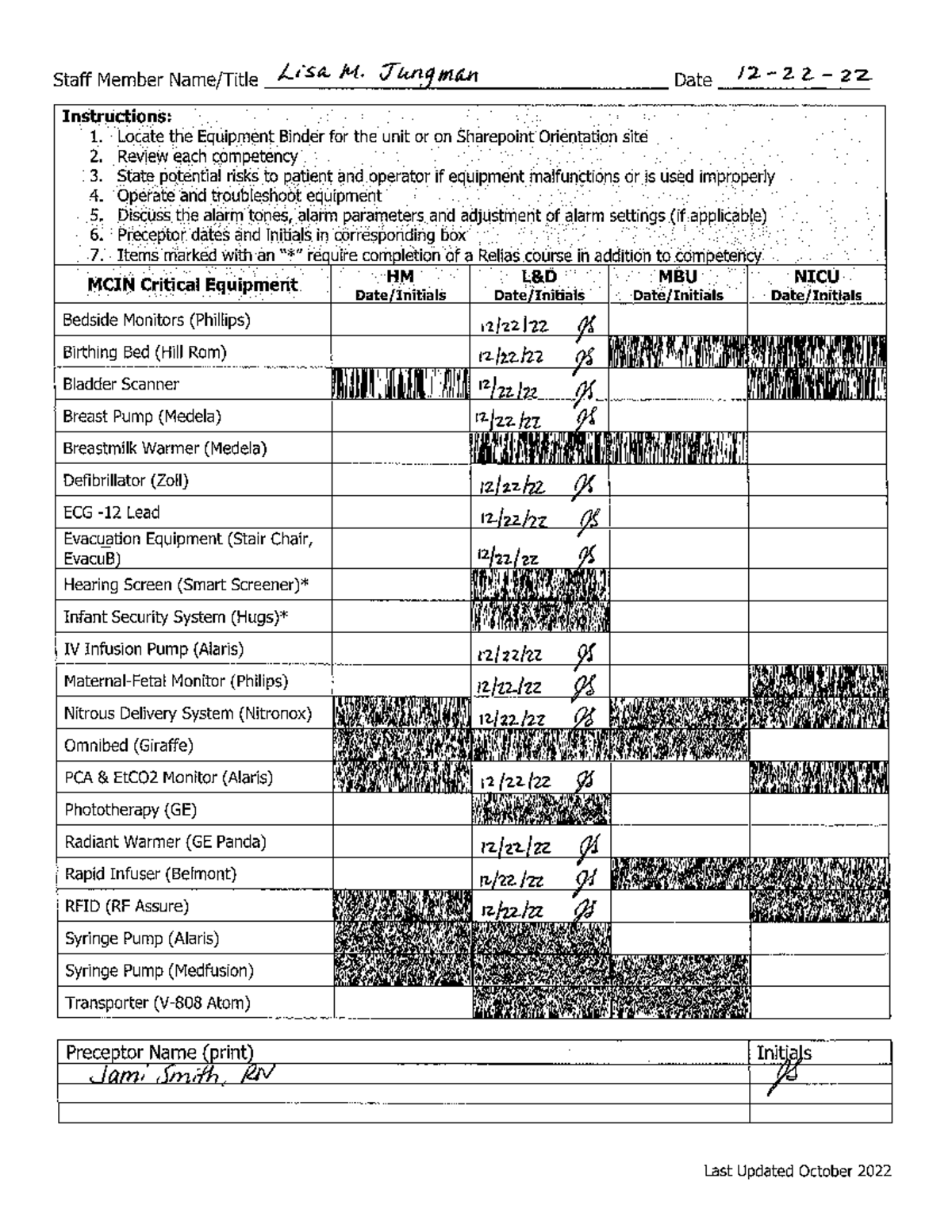 Equipment competency dec22 - NUR 102 - Studocu