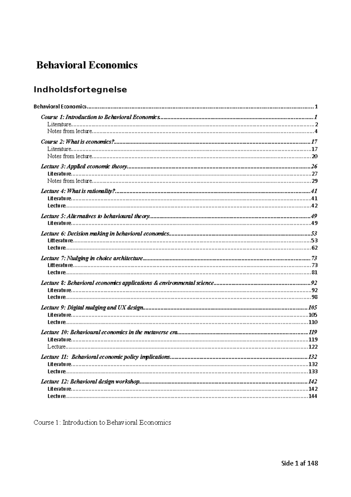 Behavioral Economics - - Studocu