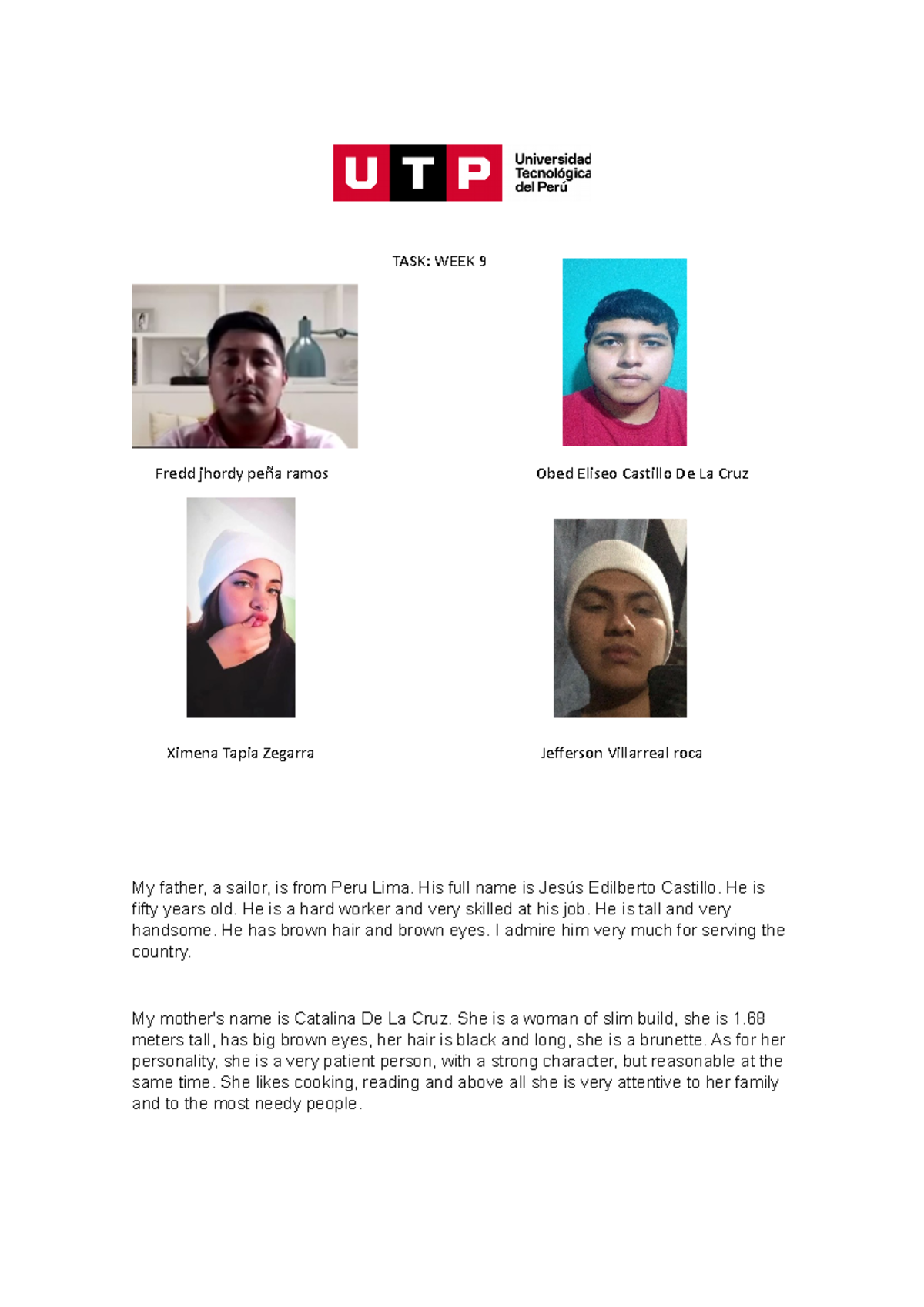 TASK WEEK 9 - TASK WEEK 9 - TASK: WEEK 9 Fredd jhordy peña ramos Obed ...