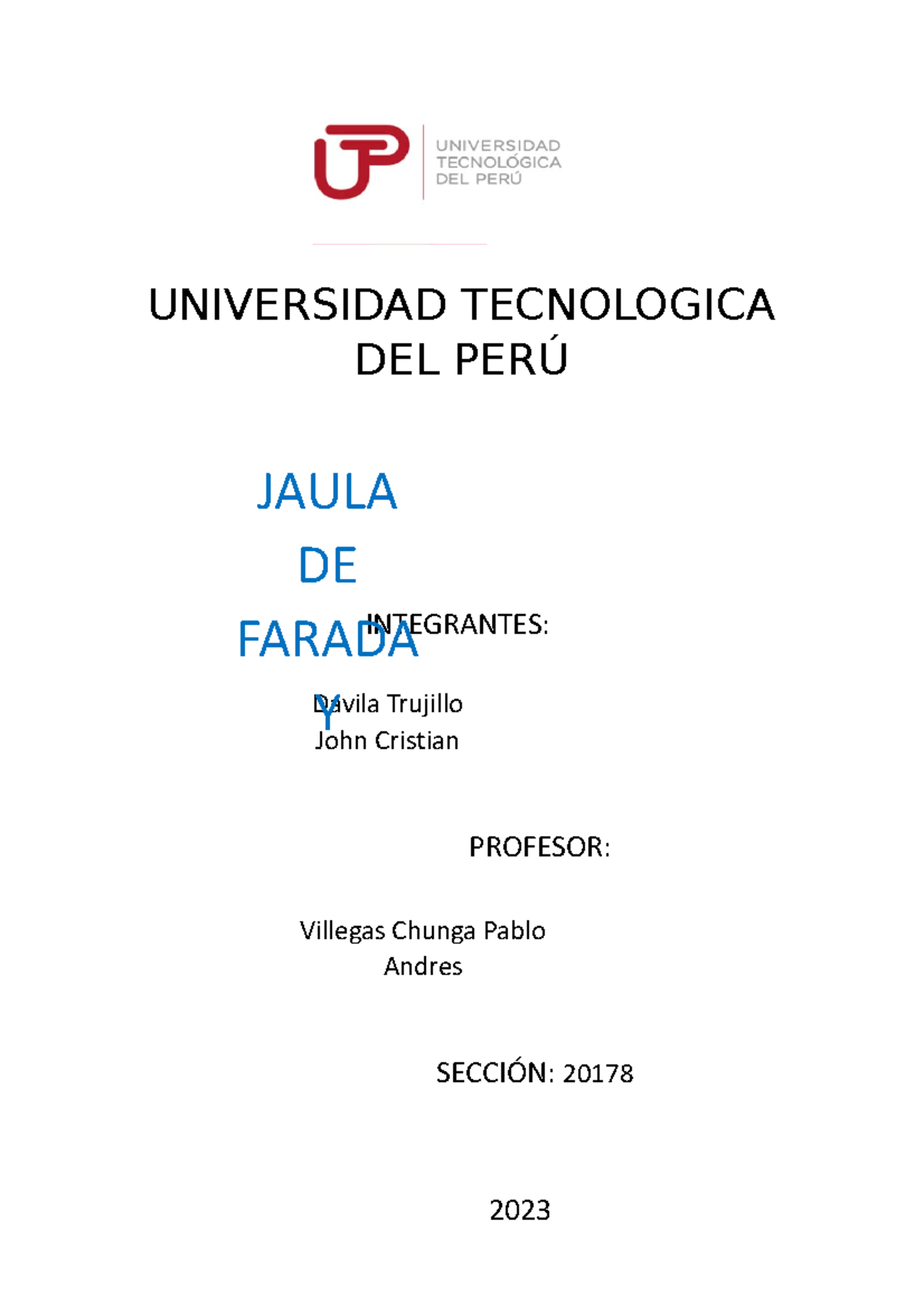 Avance de caf 2 - sadasdasdasd - PROFESOR: SECCIÓN: 20178 Villegas ...