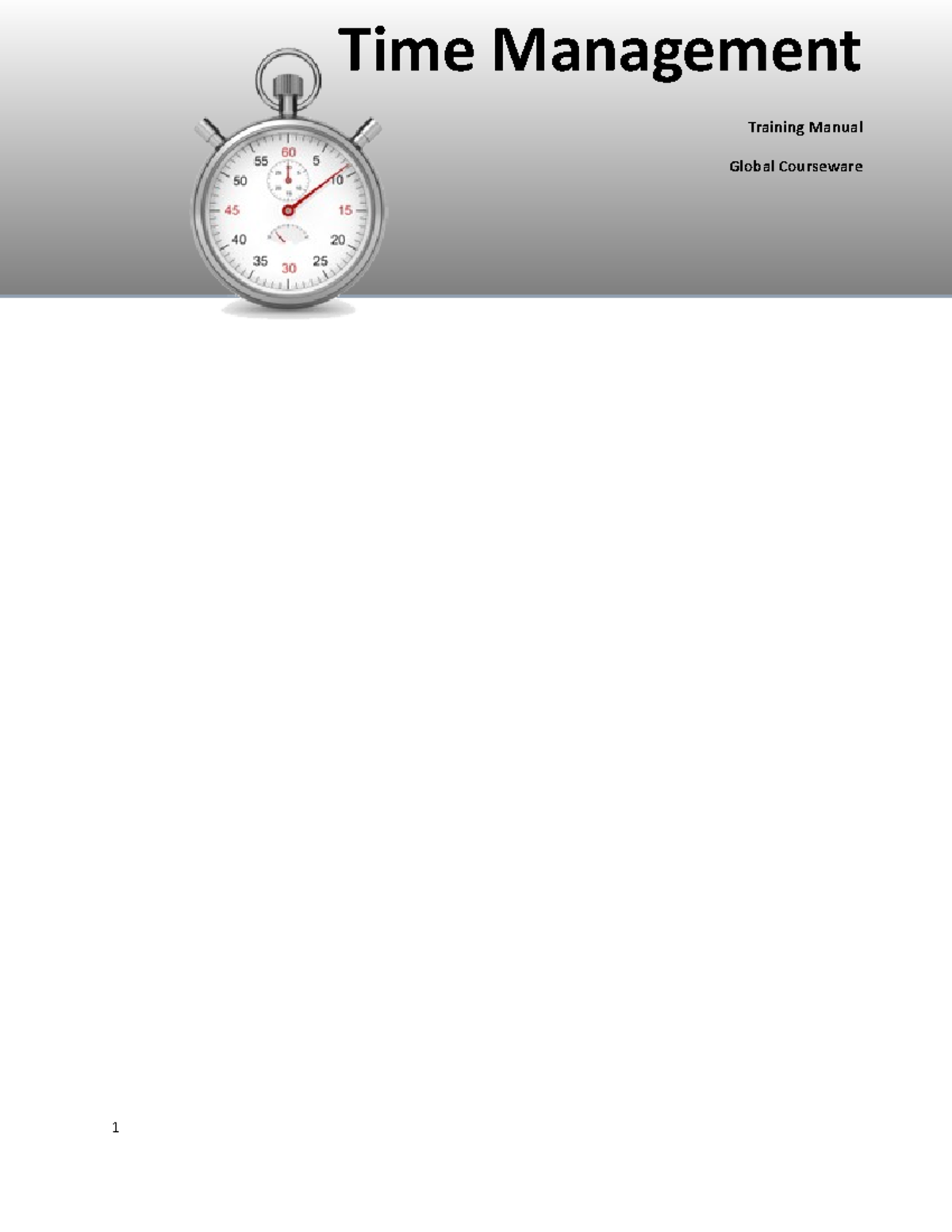 Training Manual - 1 Time Management Training Manual Global Courseware ...