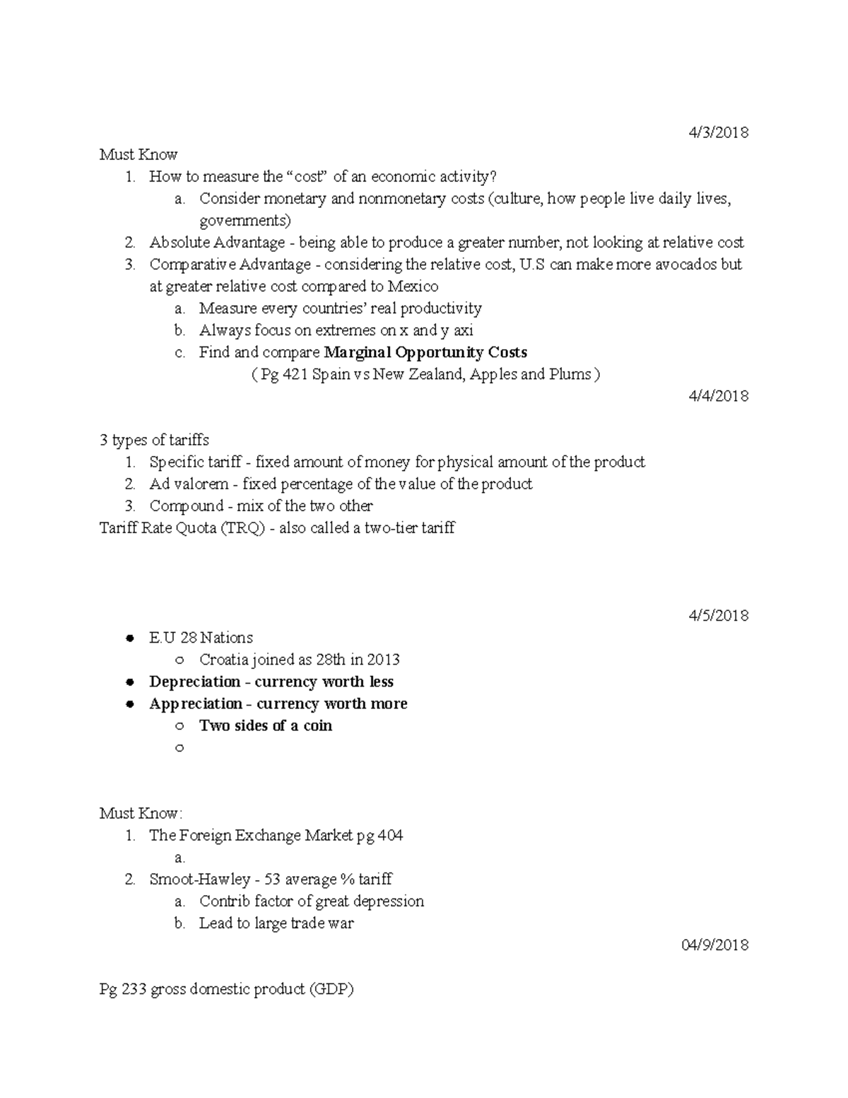 Economics 101 4-3-18 - Here are my economic notes from the lecture - 4 ...