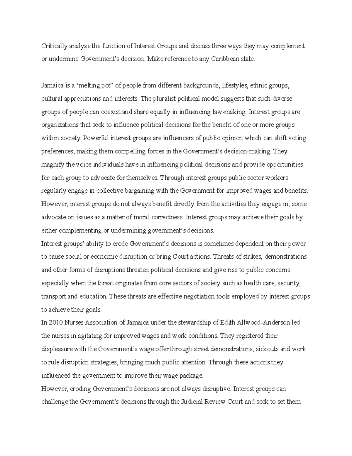 Interest group Essay - Critically analyze the function of Interest ...
