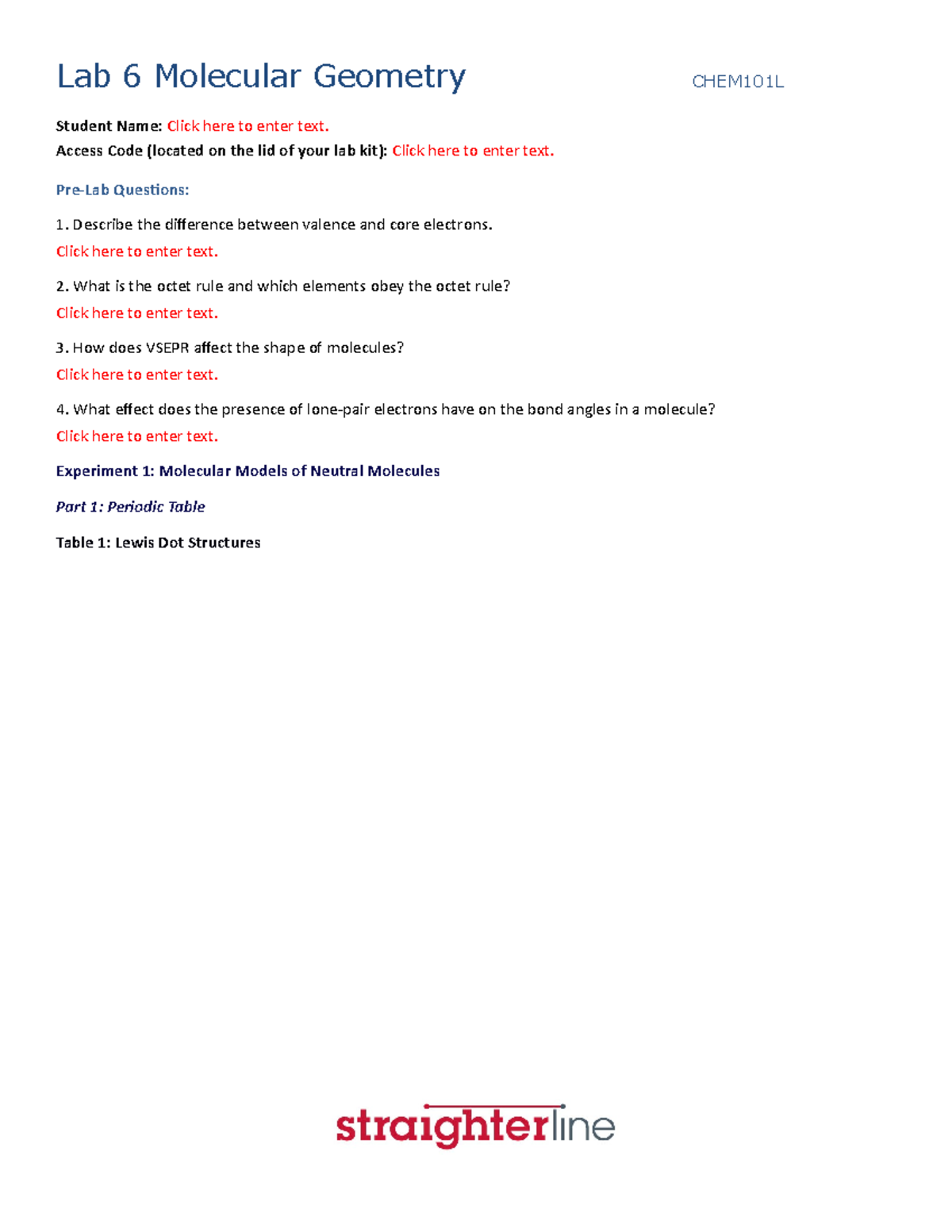 CHEM101L Lab 6 - this is for lab - Student Name: Click here to enter ...