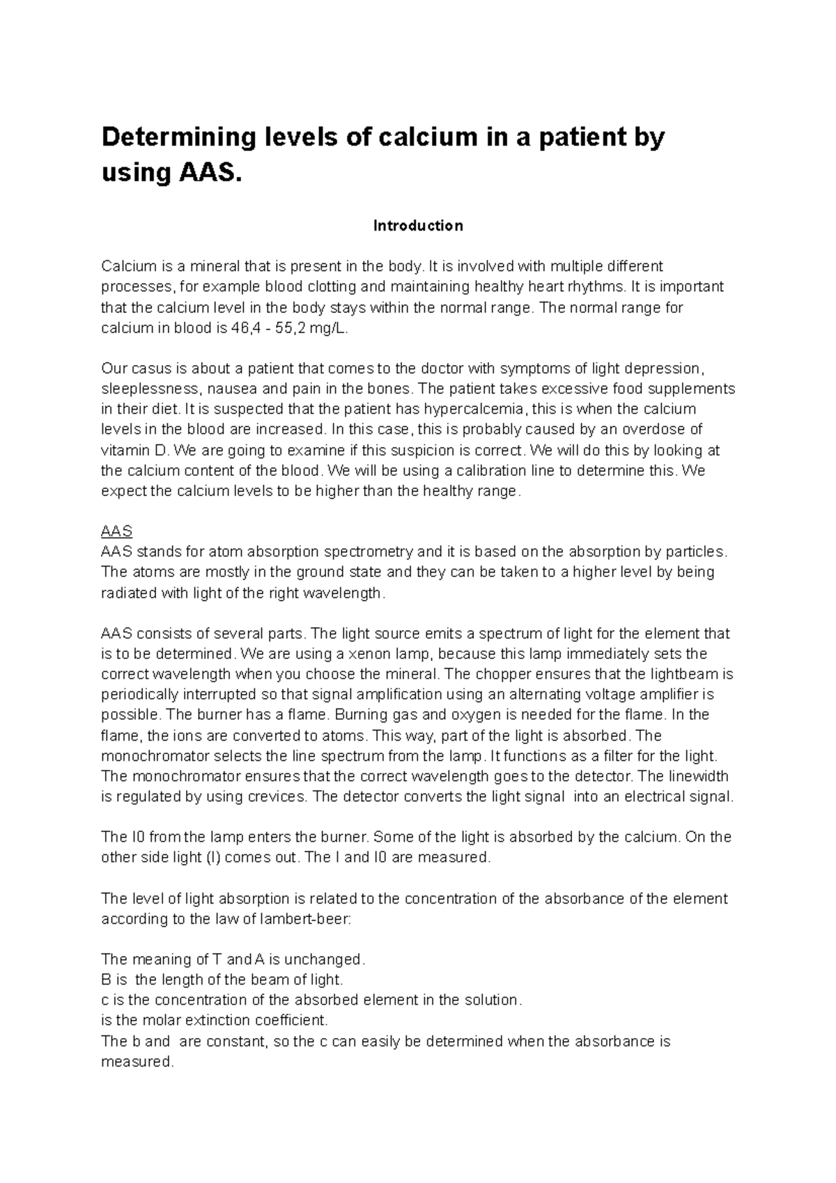 AAS labjournal - Labjournaal van het AAS practicum - Determining levels ...