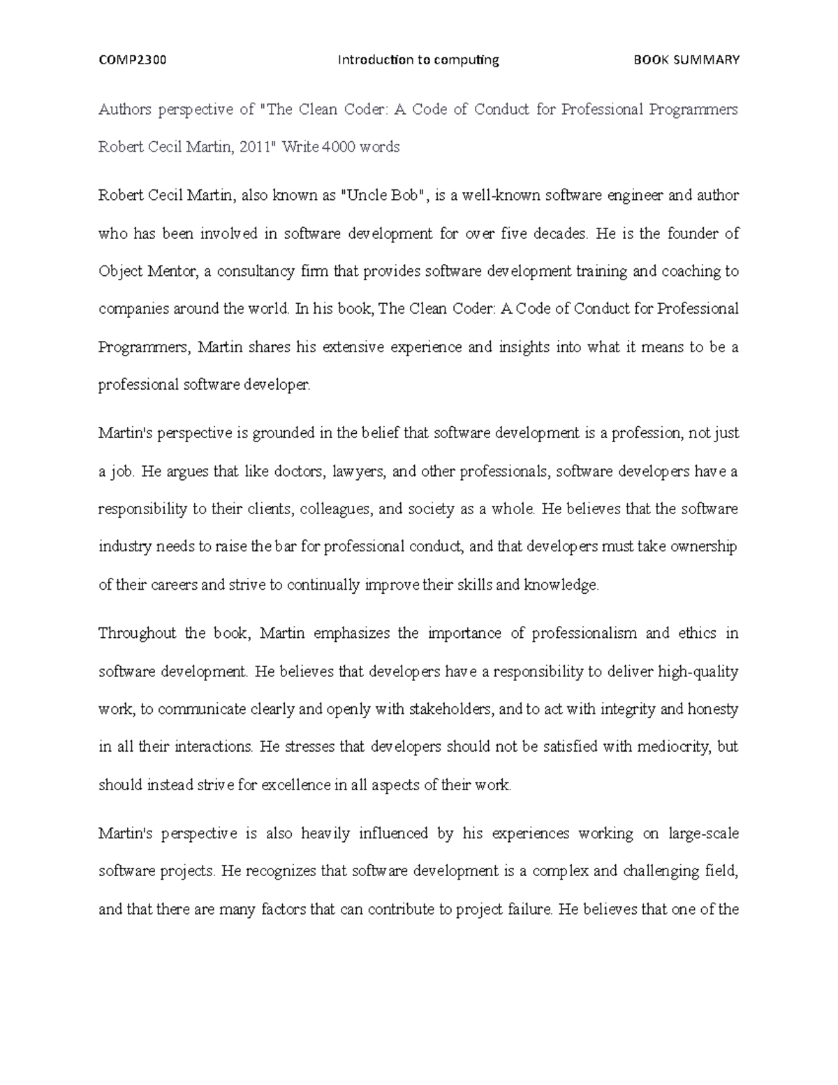 Authors Perspective Of The Clean Coder A Code Of Conduct For Professional Programmers He Is