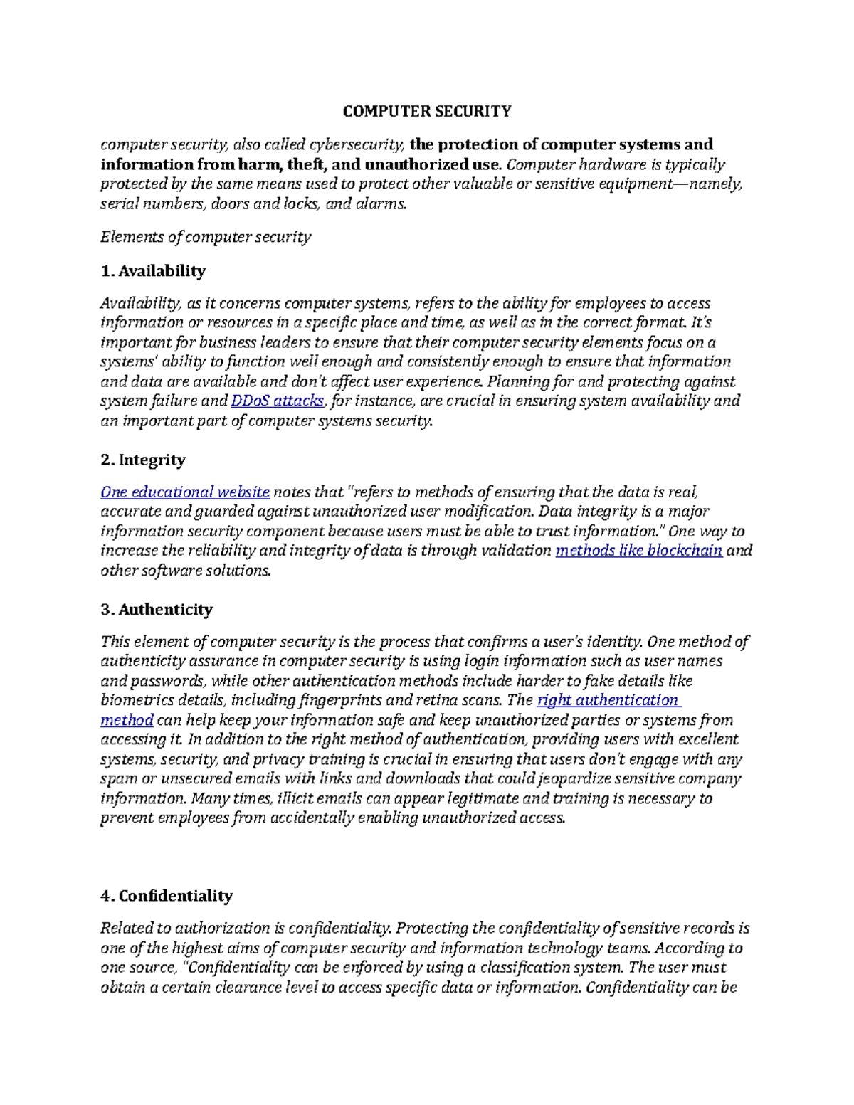 Comp security - COMPUTER SECURITY computer security, also called ...