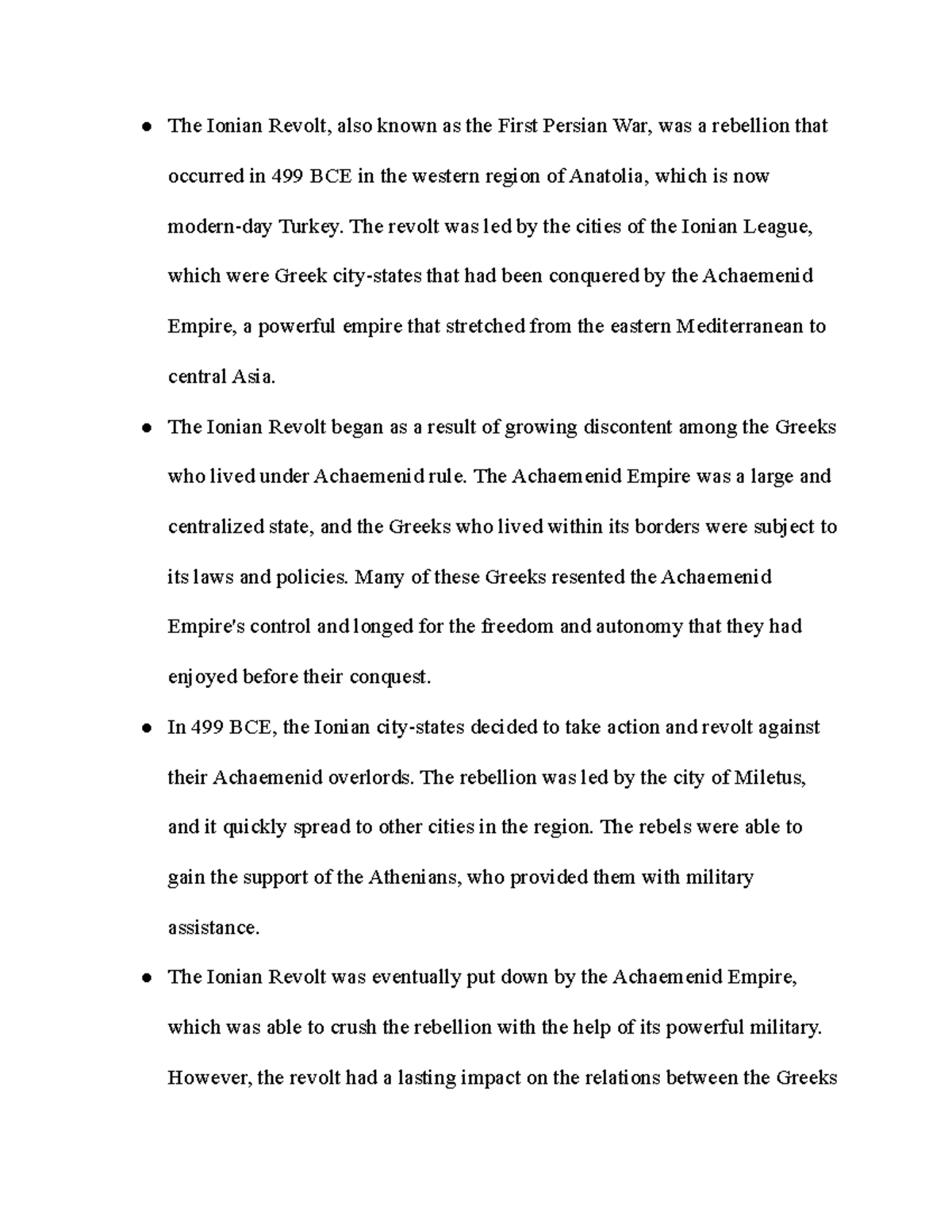 499 BCE—Ionian Revolt - The Ionian Revolt, also known as the First ...