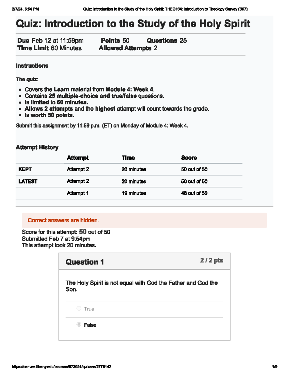 Quiz 4 Introduction to the Study of the Holy Spirit 2 - THEO 104 - Studocu
