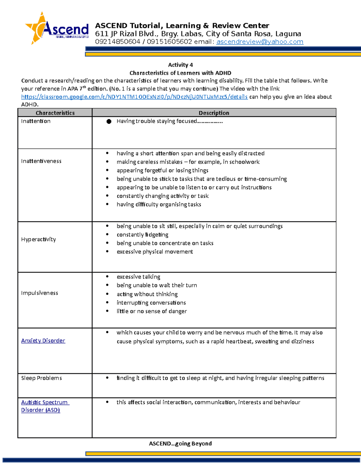 Activity 4 - course assignment - ASCEND Tutorial, Learning & Review ...