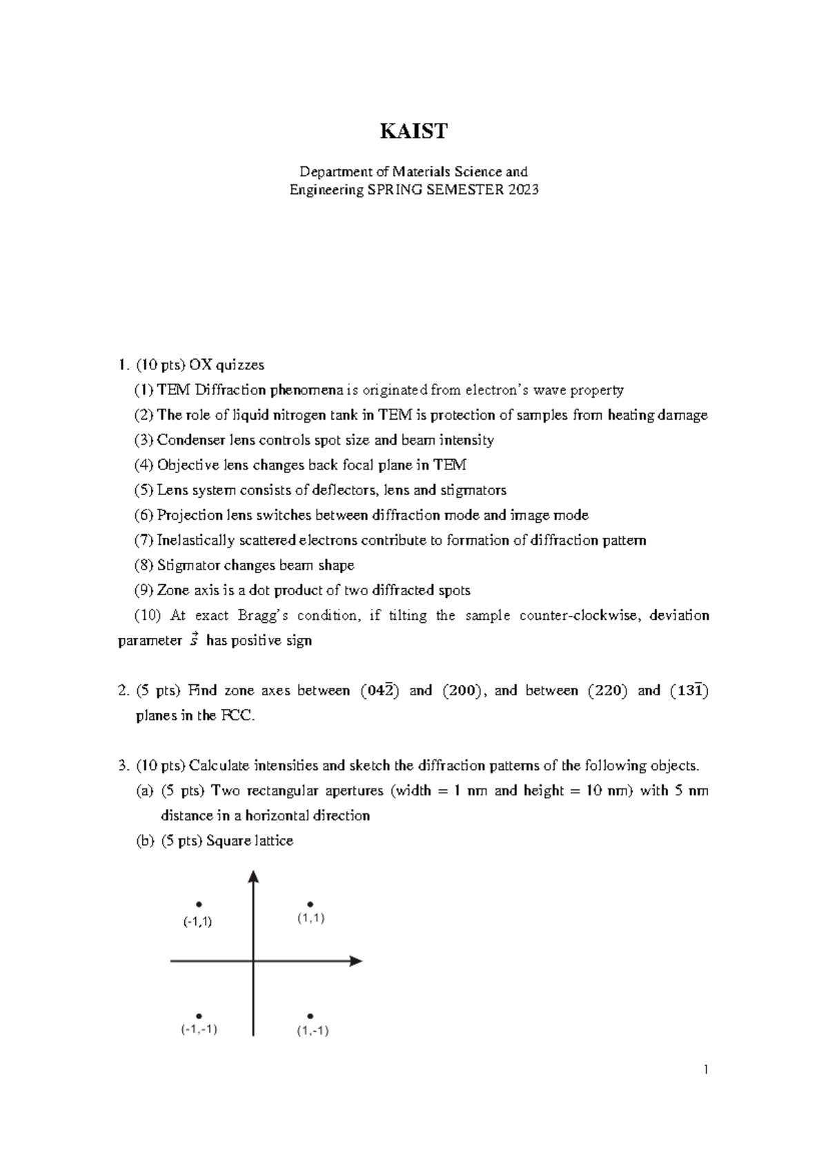 Mid-term 2023 - 1 KAIST Department of Materials Science and Engineering ...